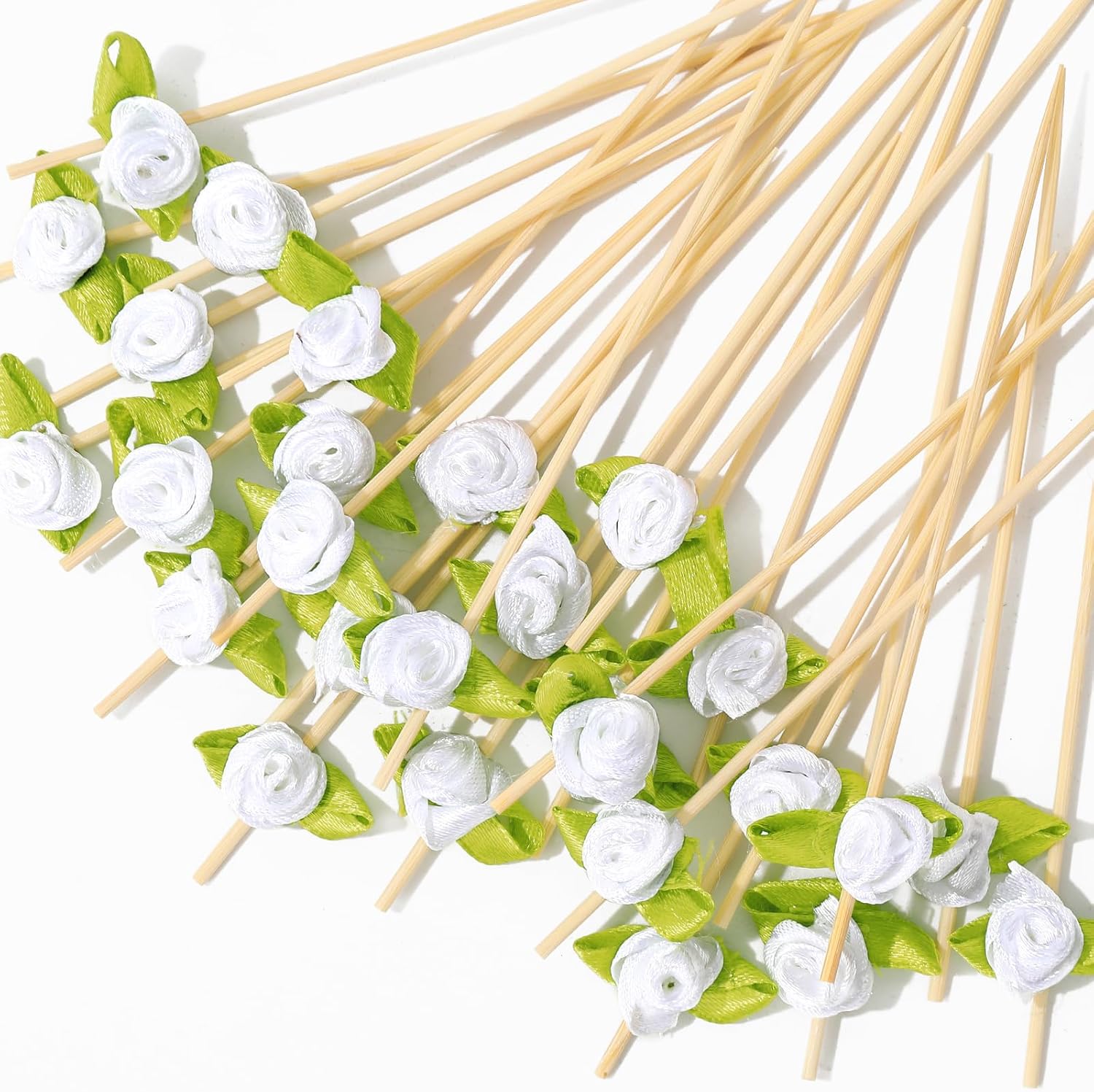 Amazon.com | JarThenaAMCS 120Pcs White Rose Flower Cocktail Picks ...