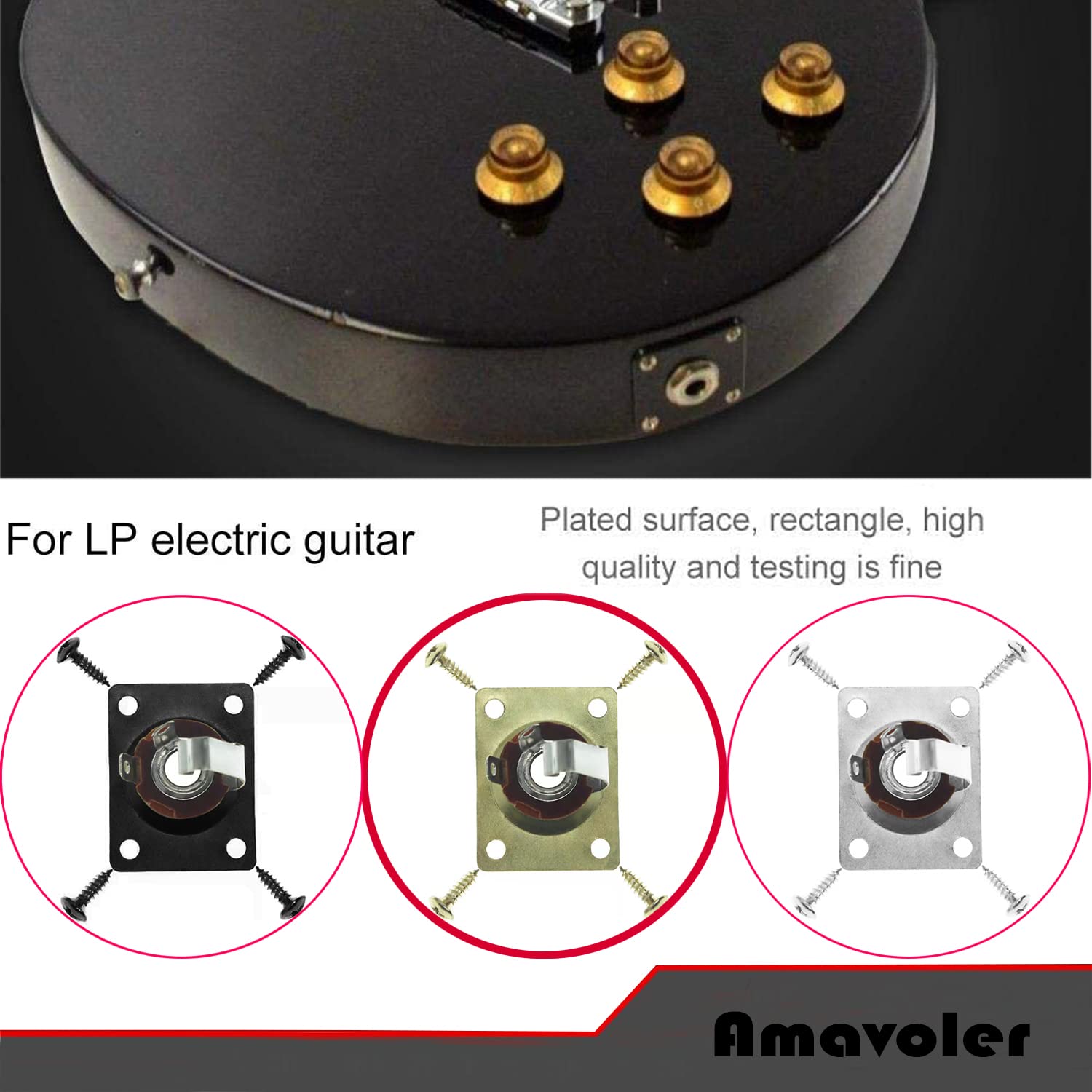 Snapklik.com : Amavoler 1/4" 6.35mm Guitar Mono Output Jack Plate Input ...