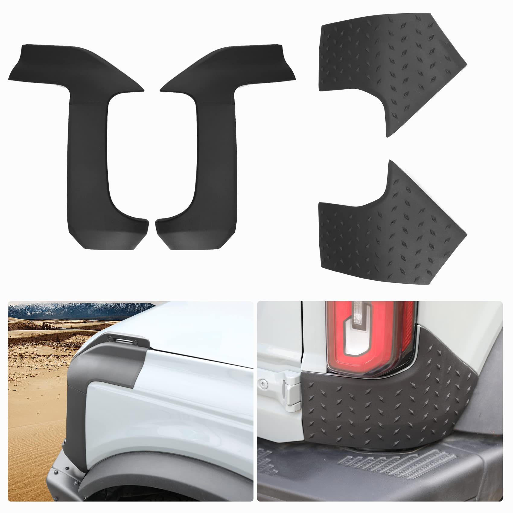 KIWI MASTER Front & Rear Corner Edge Guards Compatible with 2021-2024 Ford Bronco Body Armor ...