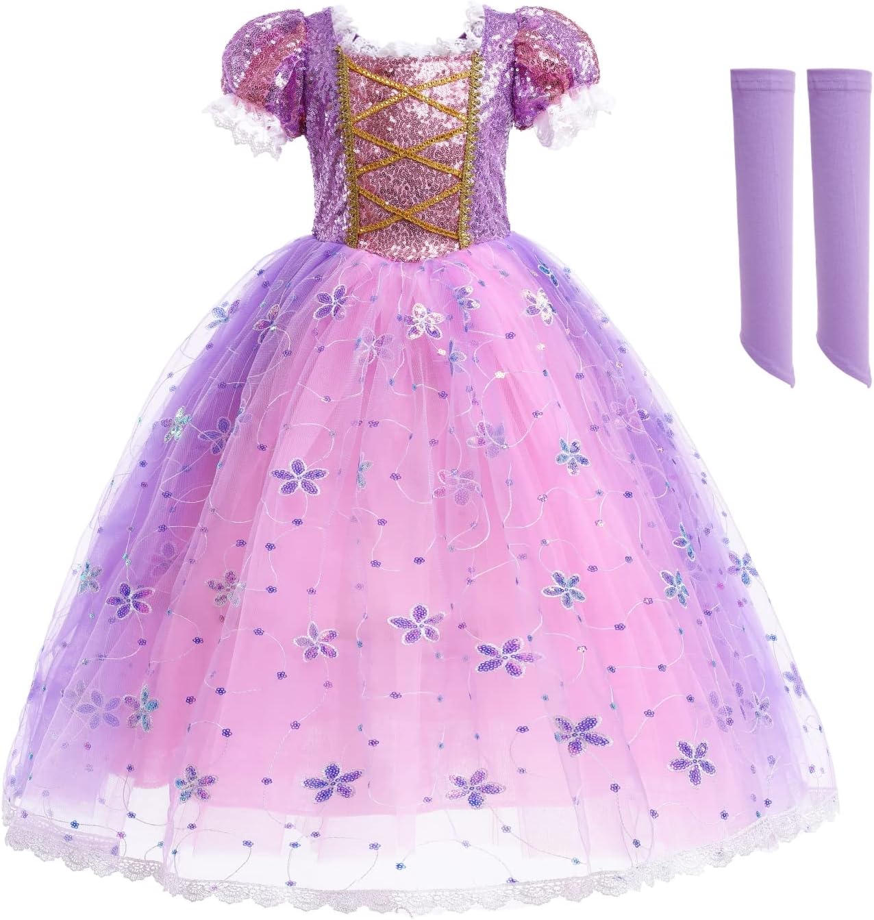 JDLYEVER Girls Princess Dress Cospaly Fairy Tale Princess Dress Purple ...