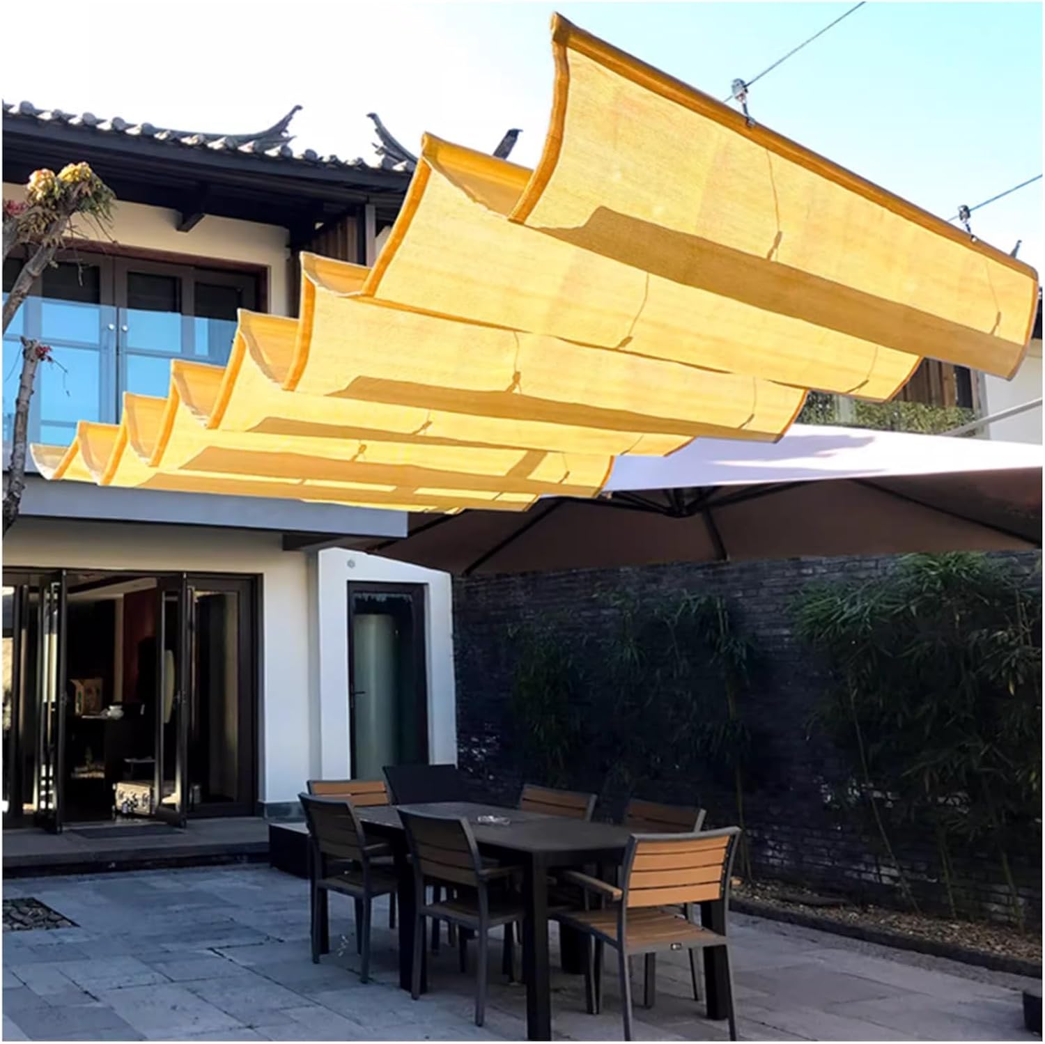 Amazon.com: XPLKQXE Retractable Pergola Shade Cover, Hang Down U Shape ...