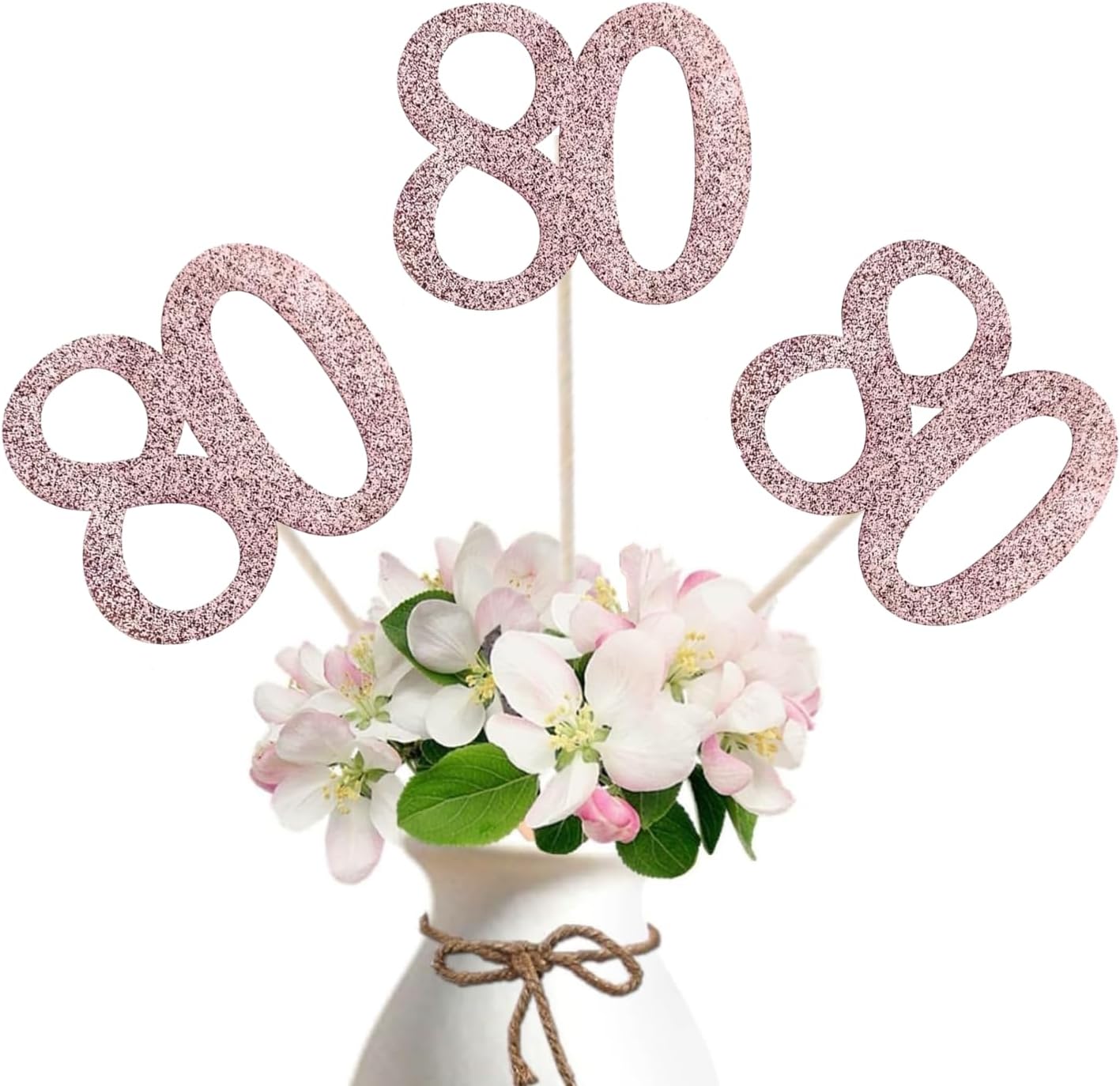 Amazon.com: 10-Pack Double Sided Glitter 80th Birthday Centerpiece ...