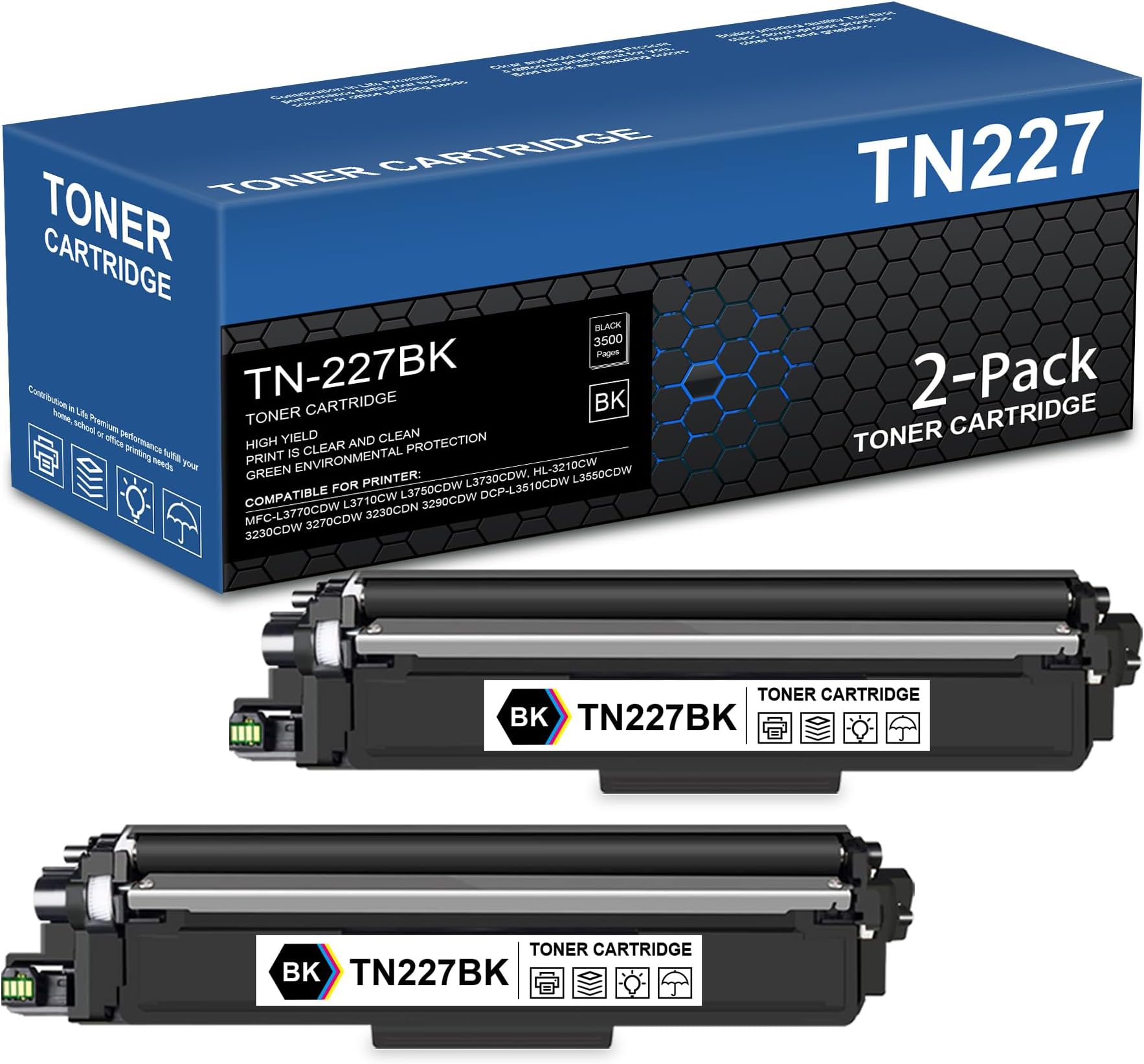 Amazon.com: TN227 Black High Yield Toner Cartridge Replacement for ...
