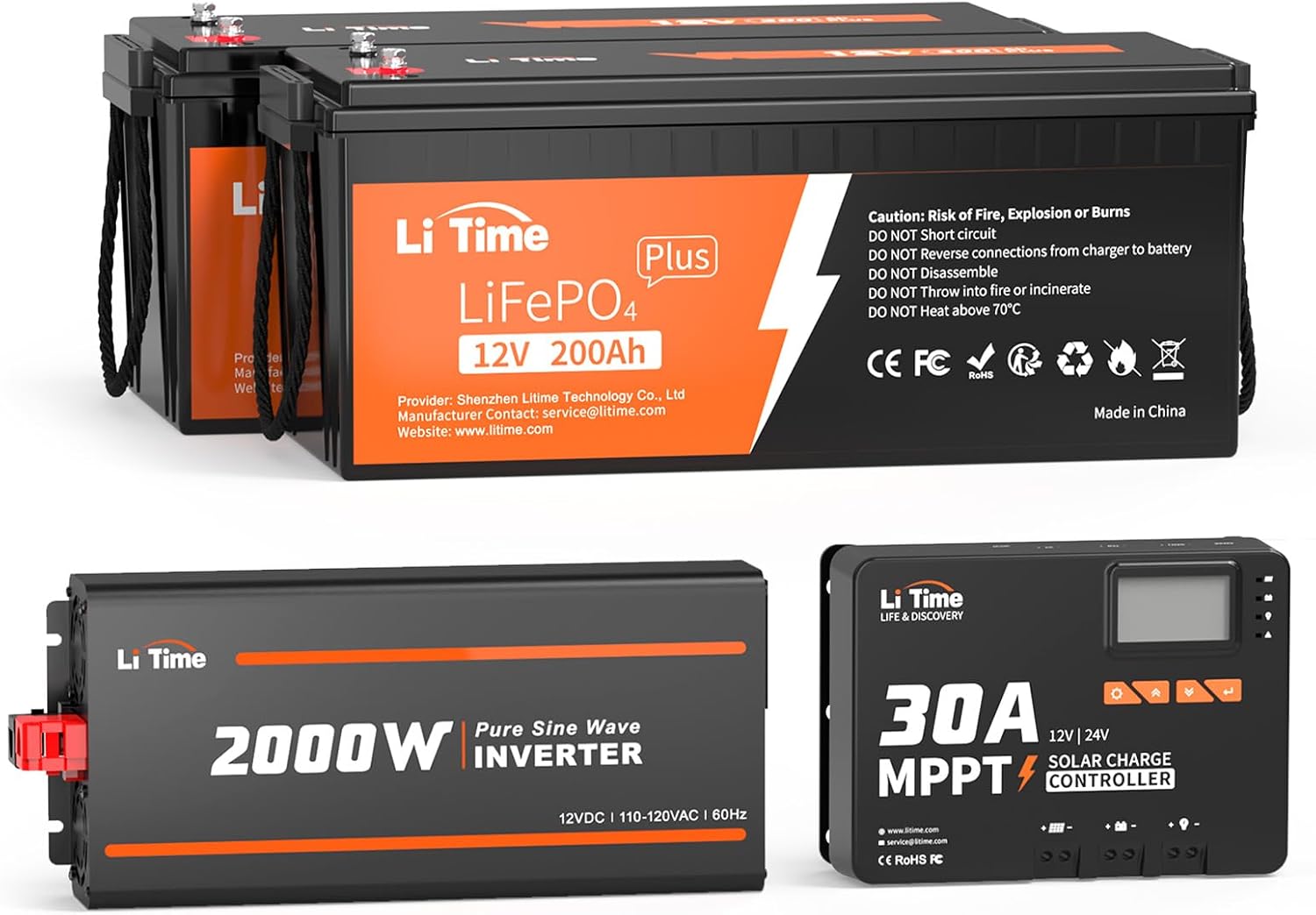 Amazon.com: LiTime 5.12kWh Energy with Two 12V 200Ah Plus LiFePO4 ...