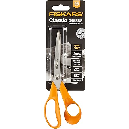 Fiskars Paper Scissors, Total Length: 17 cm, Steel/Synthetic Material ...