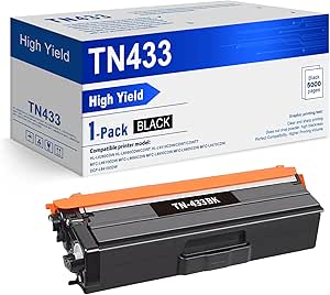 Amazon.com: TN433 Black Toner Replacement for Brother TN-433 BK TN 433 ...