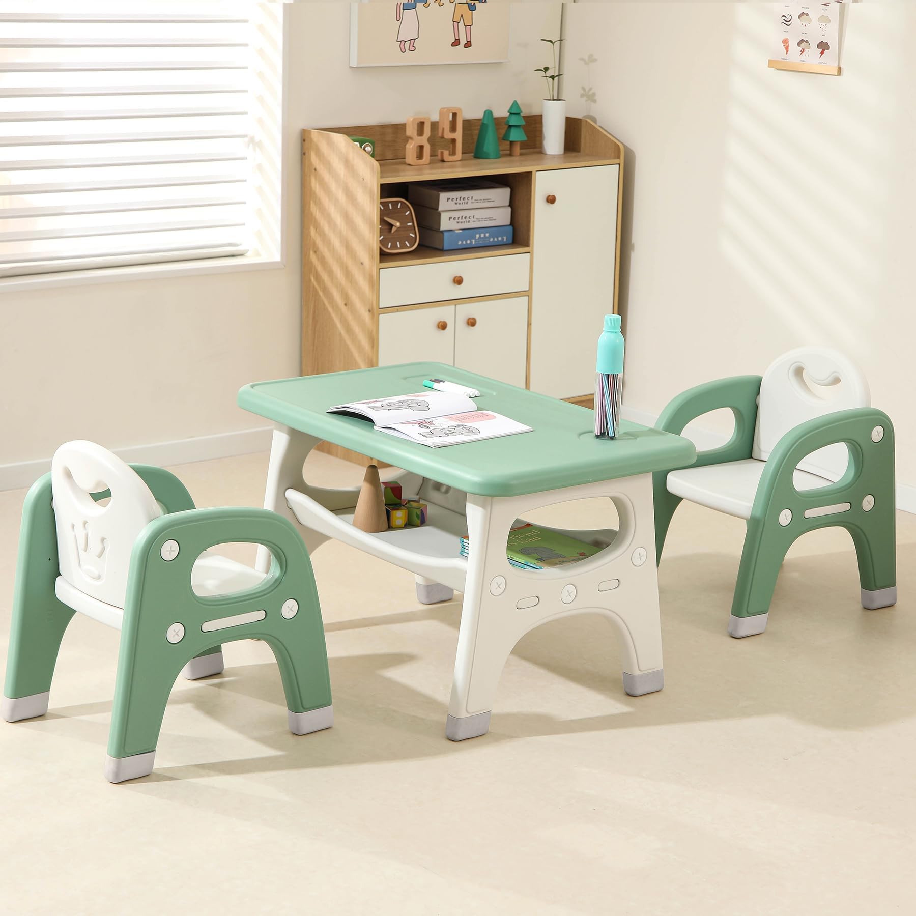 Amazon.com: BanaSuper Kid's Drawing Table and Chair Set with Erasable ...