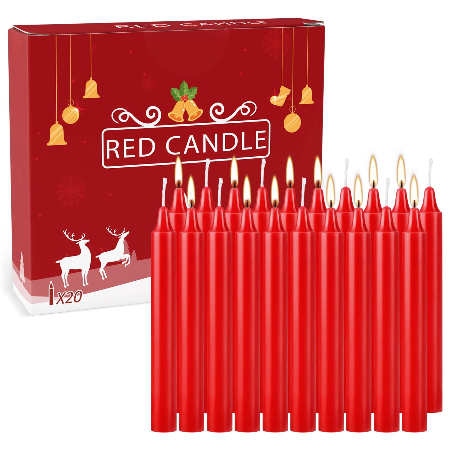 Amazon.com: 20PCS 4-inch Red Taper Candles for Decorative Use - Perfect ...