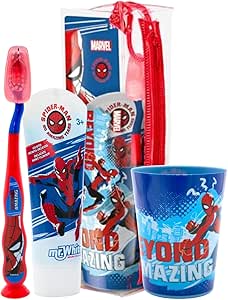 Marvel Spiderman Kids Toothbrush Set - Soft-Bristle Toothbrush with ...