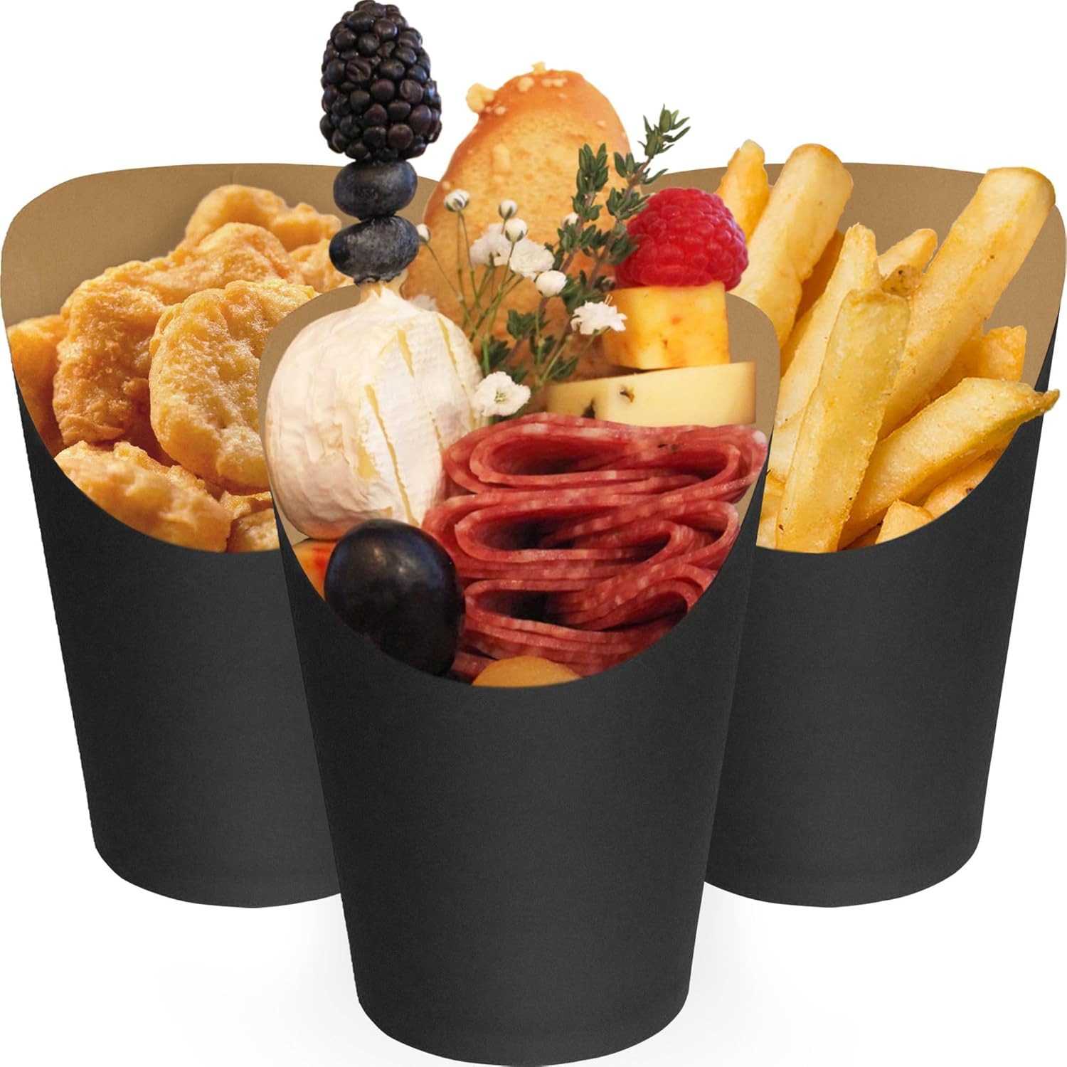 Amazon.com: CUSINIUM 14 oz 50-Pack Black French Fry Cups - Charcuterie ...