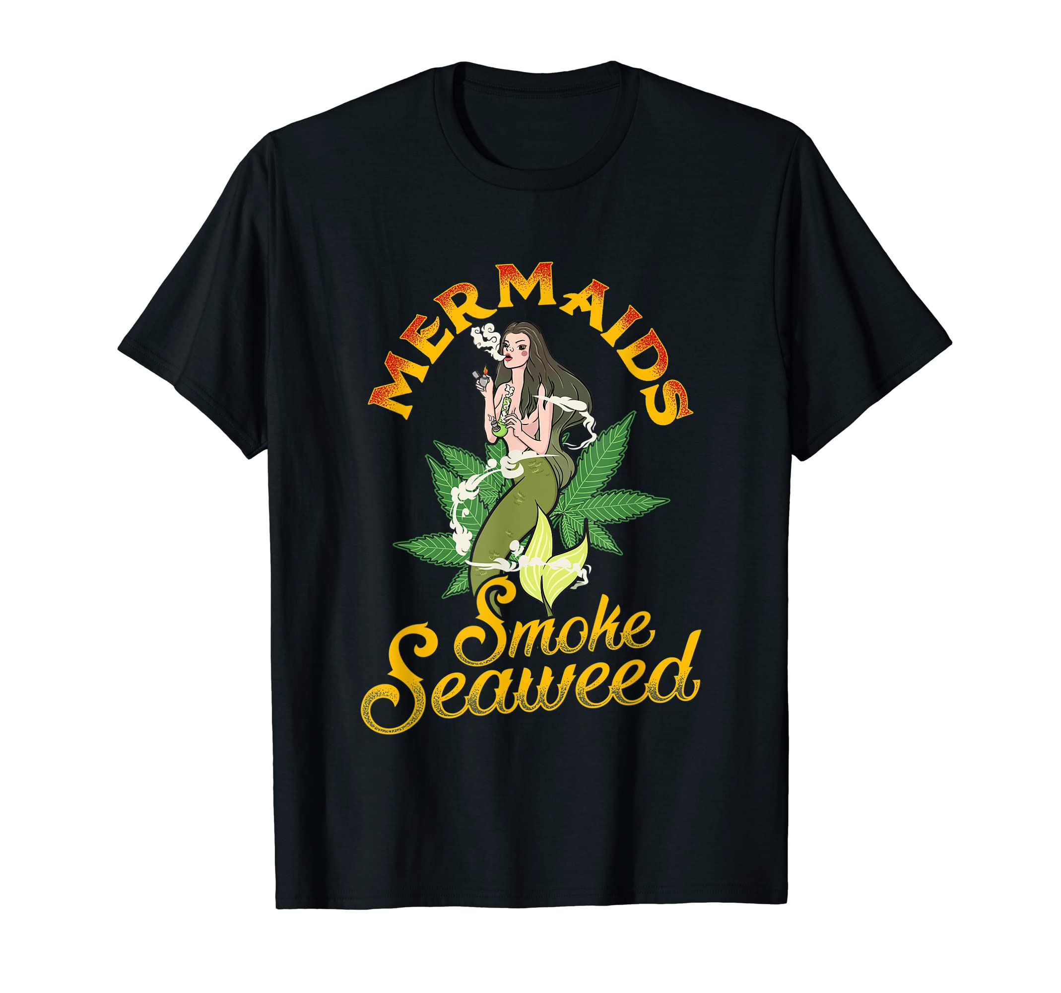 Amazon.com: Funny Marijuana Cannabis Mermaids Smoke Seaweed T-Shirt ...