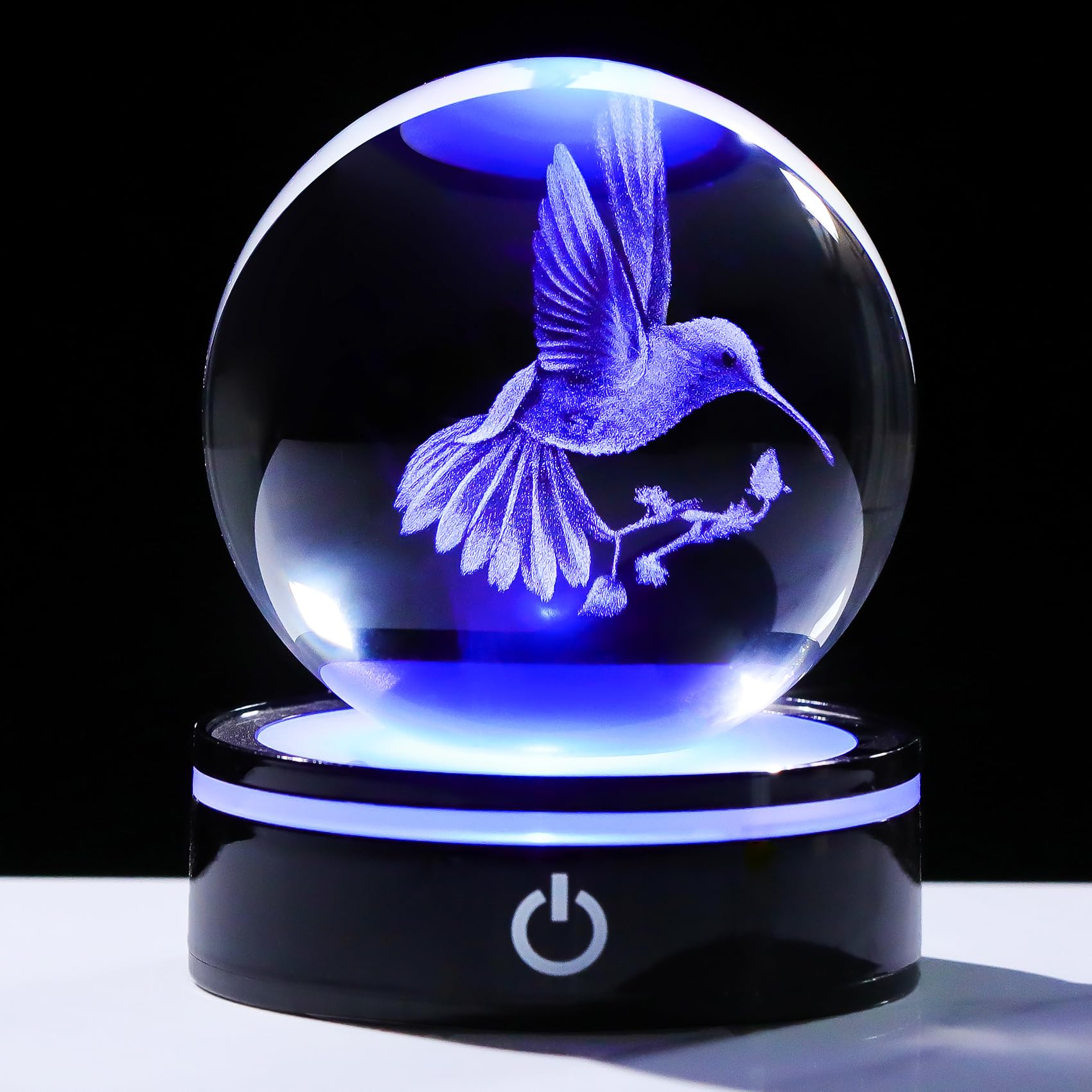 Amazon.com: YWHL 3D Crystal Ball Hummingbird Figurine with LED Base ...