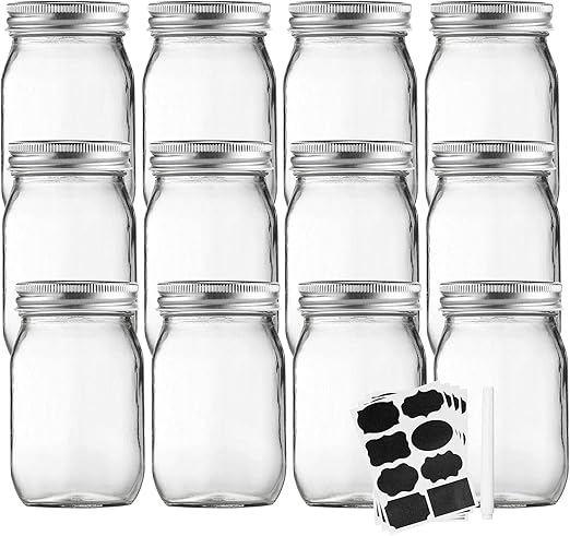 Amazon.com: Accguan Mason Jars 16 oz With Regular Lids and Bands, Ideal ...
