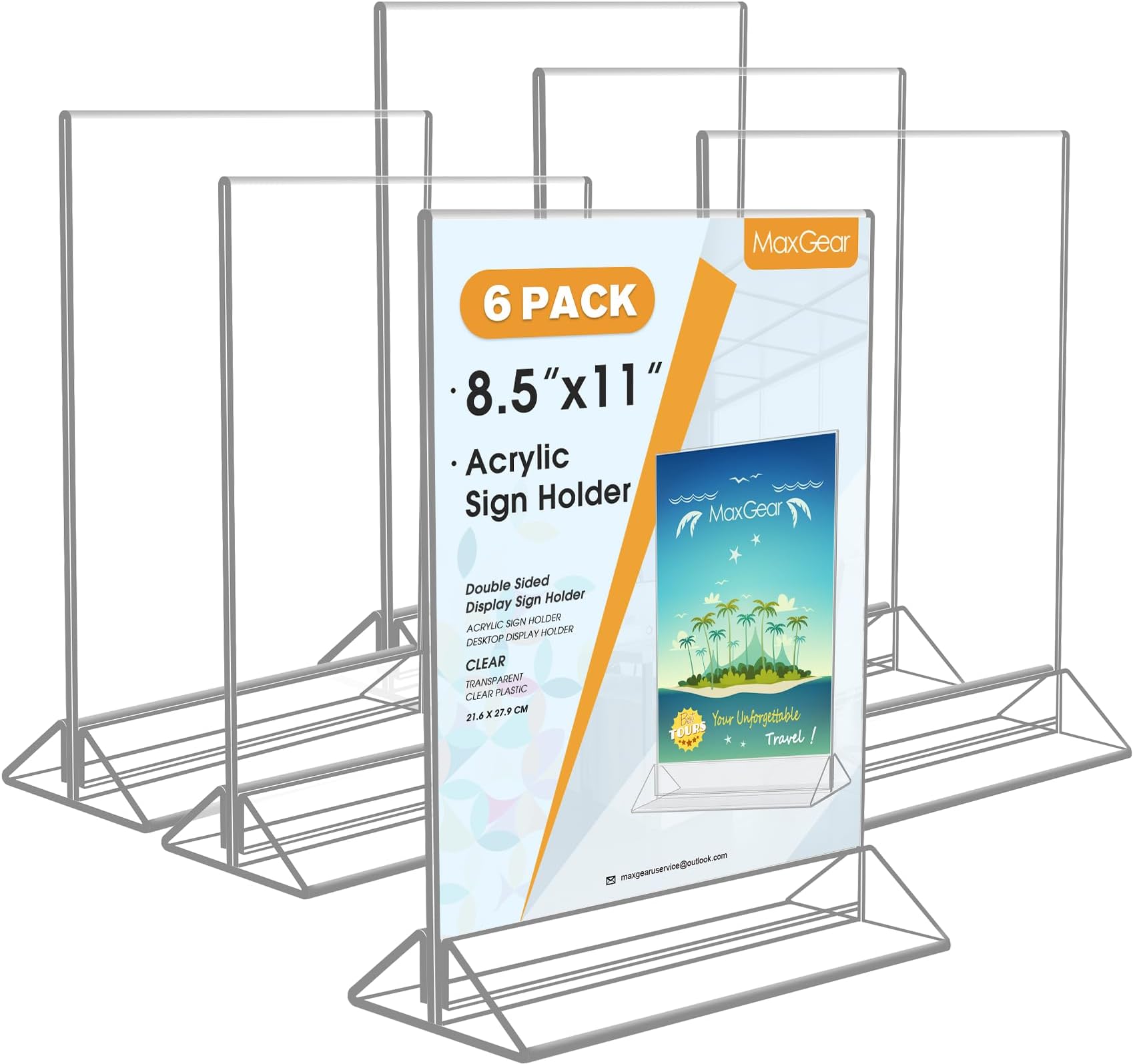 Amazon.com: 8 Pack Acrylic Sign Holder, Clear 8.5 x 11 Inch Slant Back ...