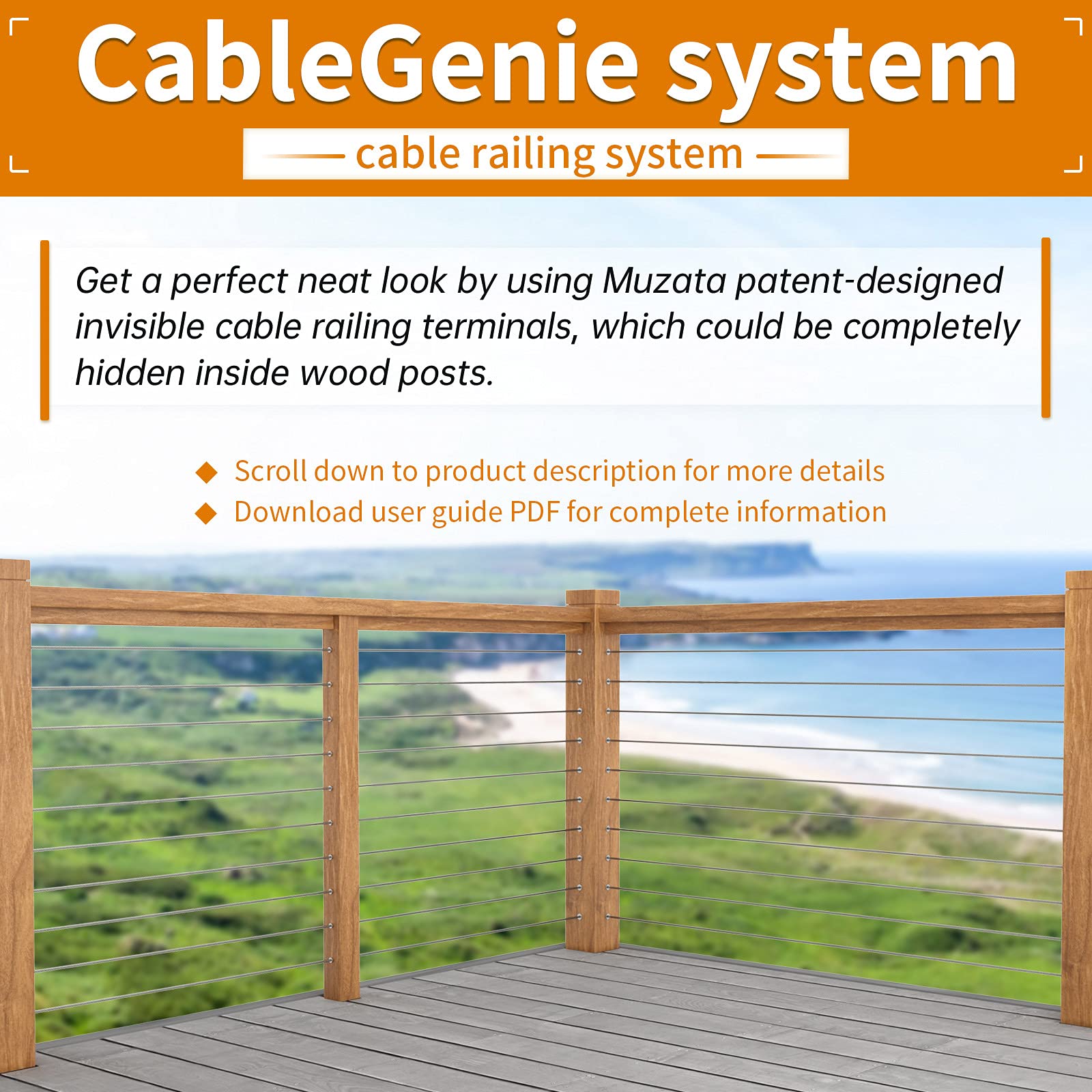 Muzata 10Pack 1/8" Invisible Cable Railing Kit Swage Lag Screw ...