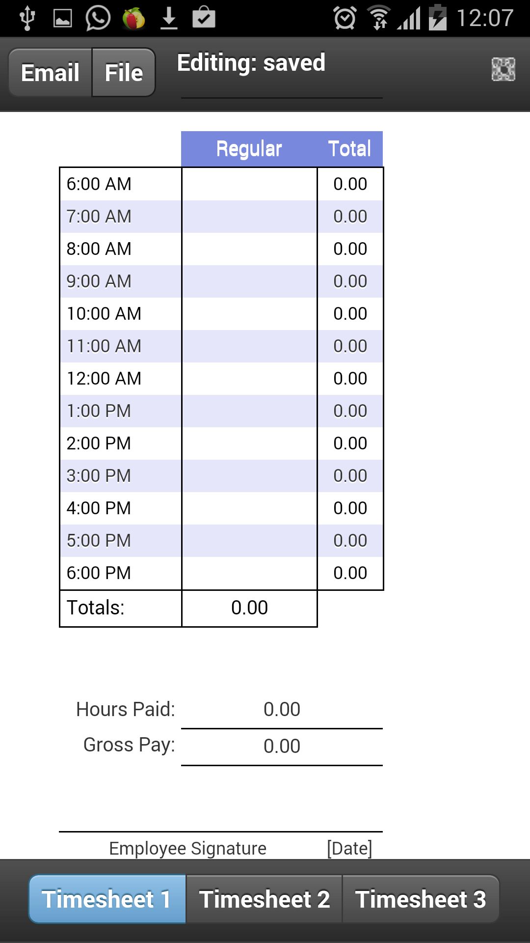 Aplicación Daily Timesheet en Amazon Appstore