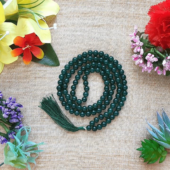 Buy All Stone Green Emerald Stone Mala Real Panna Mala 108 Beads ...