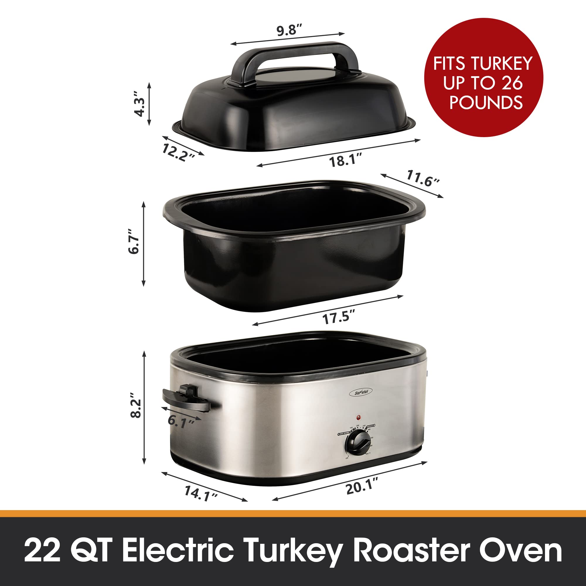 Snapklik.com : 22-Quart Electric Roaster Oven