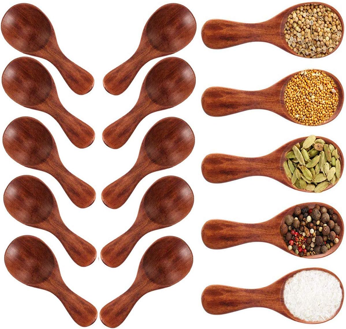 Tebery 60 Pcs Mini Wooden Spoons Small Bath Salt Spoon Candy Spoon Baby ...