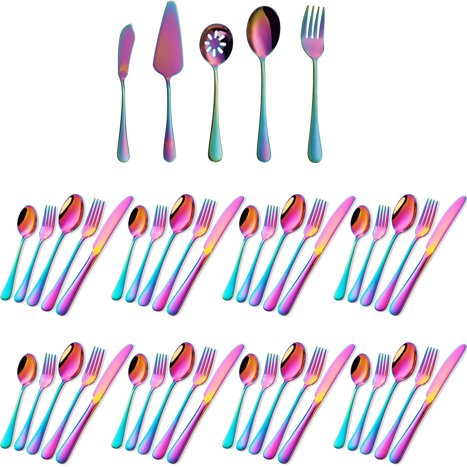 Amazon.com | Rainbow Silverware Set Flatware Cutlery - 45 Pieces ...