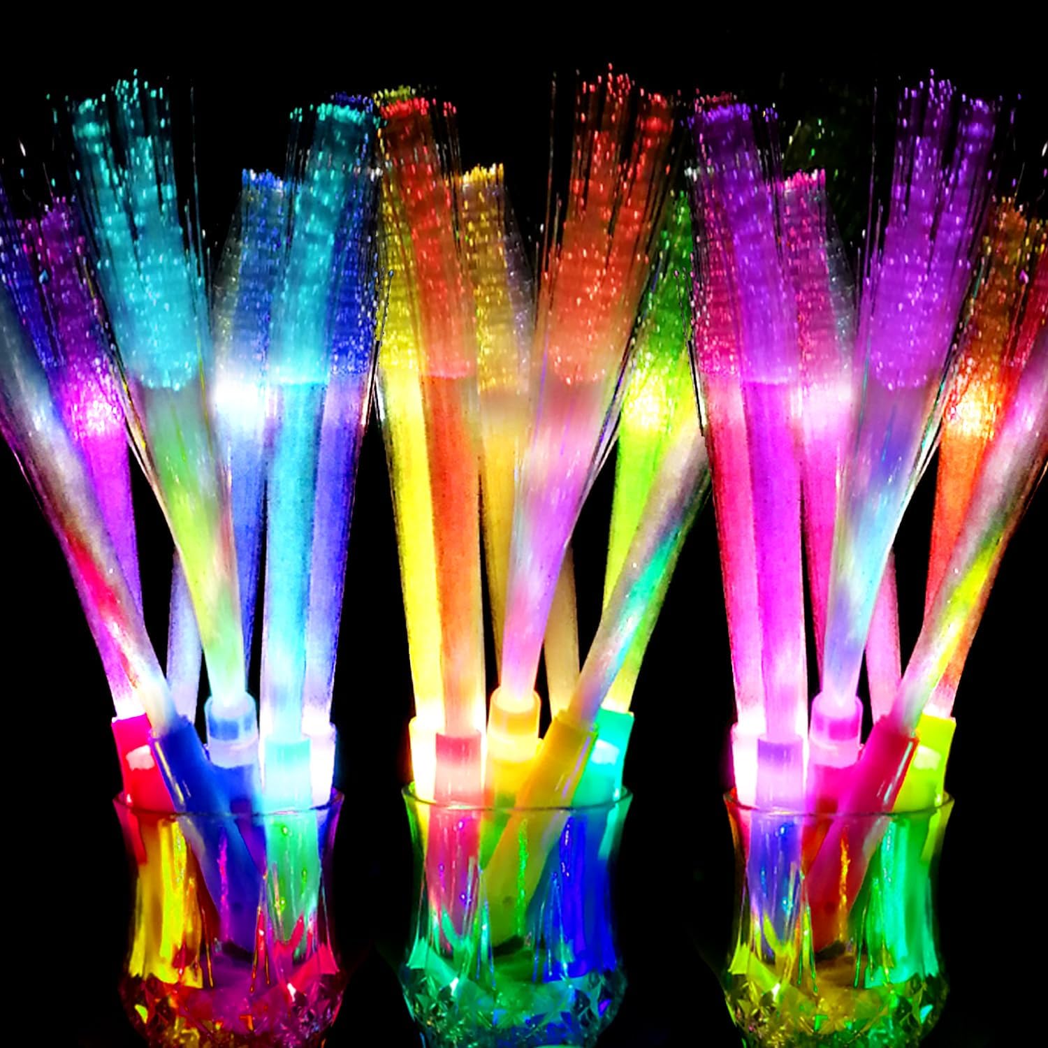 Amazon.com: Lewtemi 300 Pcs Glow Fiber Wand Stick LED Light up Wand ...