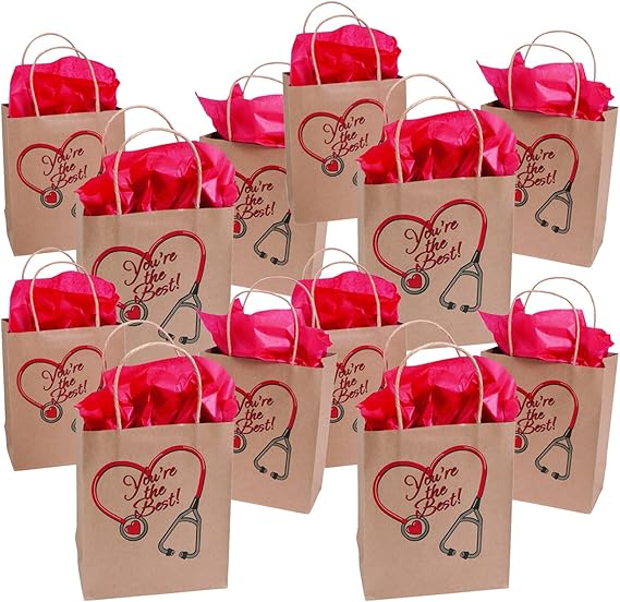 Amazon.com: Fun Express 6 1/2” x 9” Medium Nurse Kraft Paper Gift Bags ...