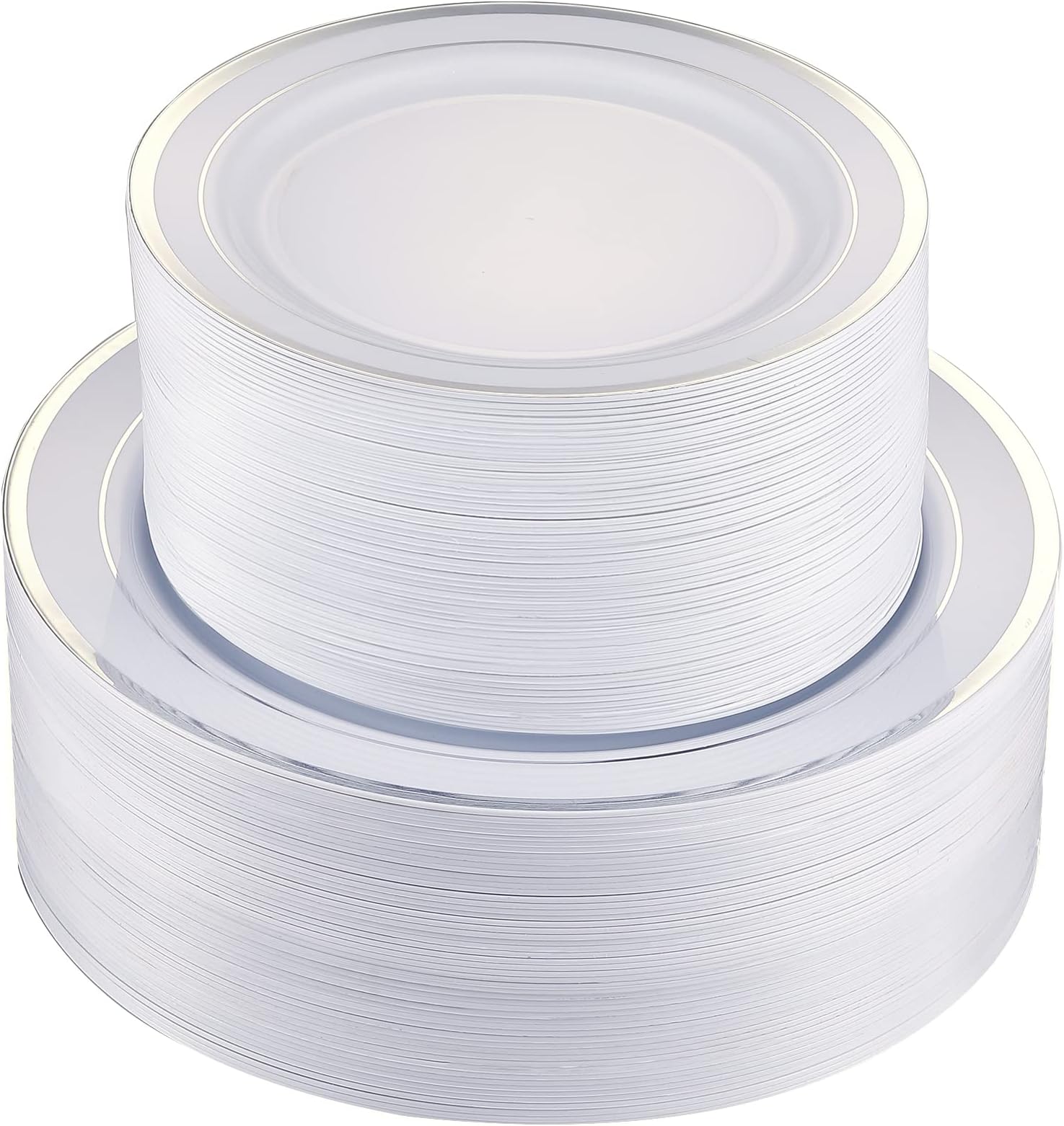 Amazon.com: Select Settings [50 COUNT] (10.25 Inch) Silver Rim Plastic ...