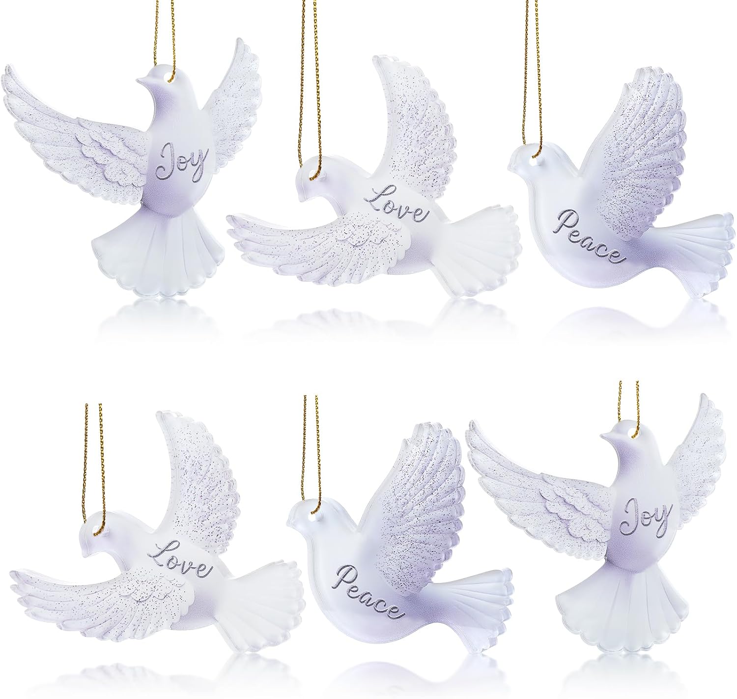 Amazon.com: Blosssound 6 Pcs Dove Christmas Ornaments 3 Inch Hanging ...