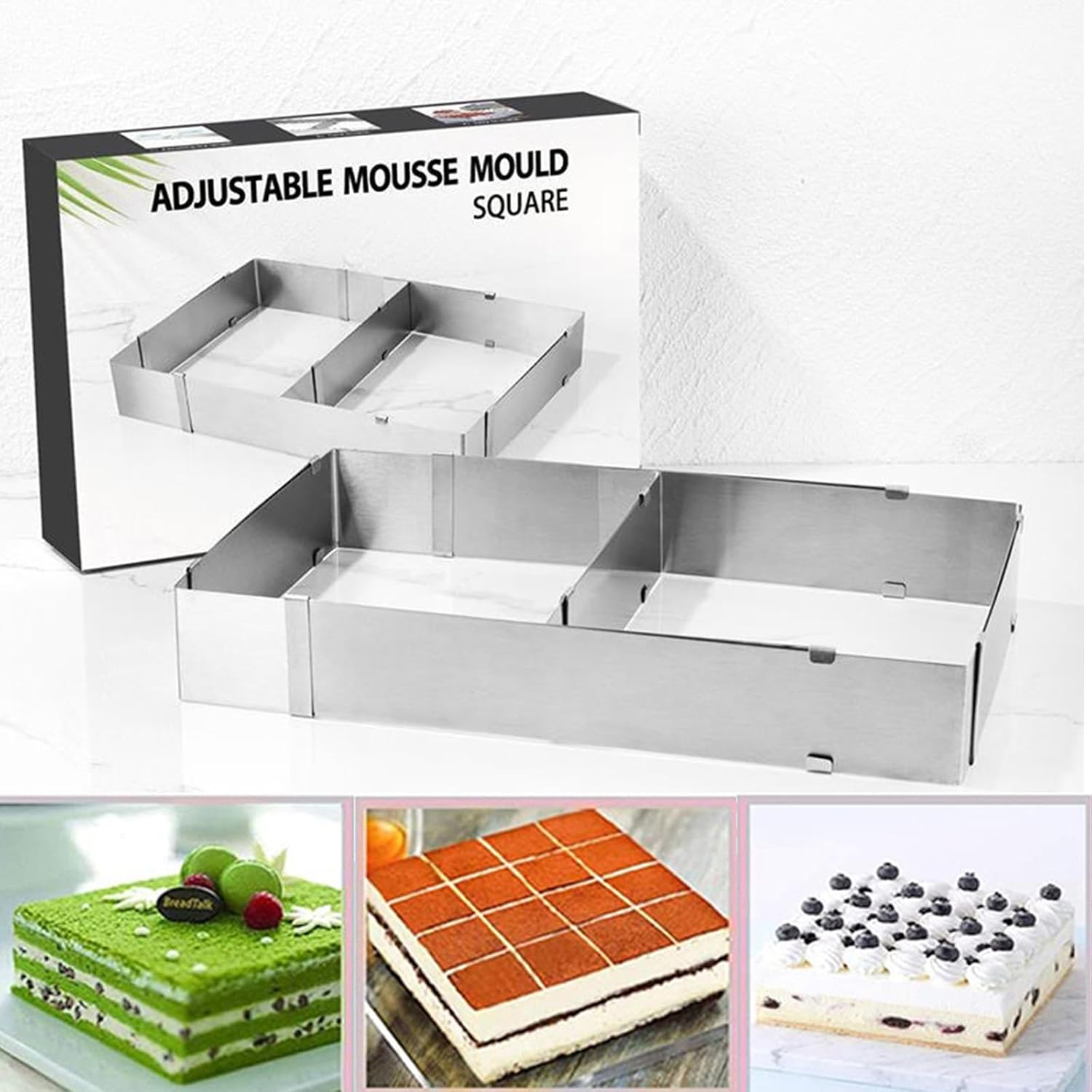 Amazon.com: Hcirjhie 10 Reach 20 Inch Rectangle Cake Mold, Adjustable ...