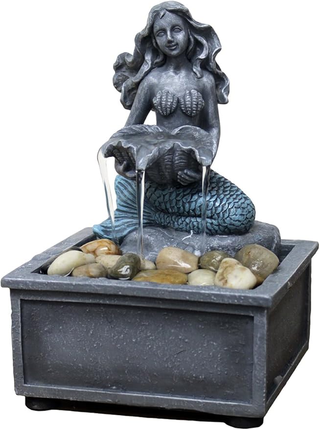 Amazon.com: Nature's Mark 7" High Mermaid Table-top Fountain with ...