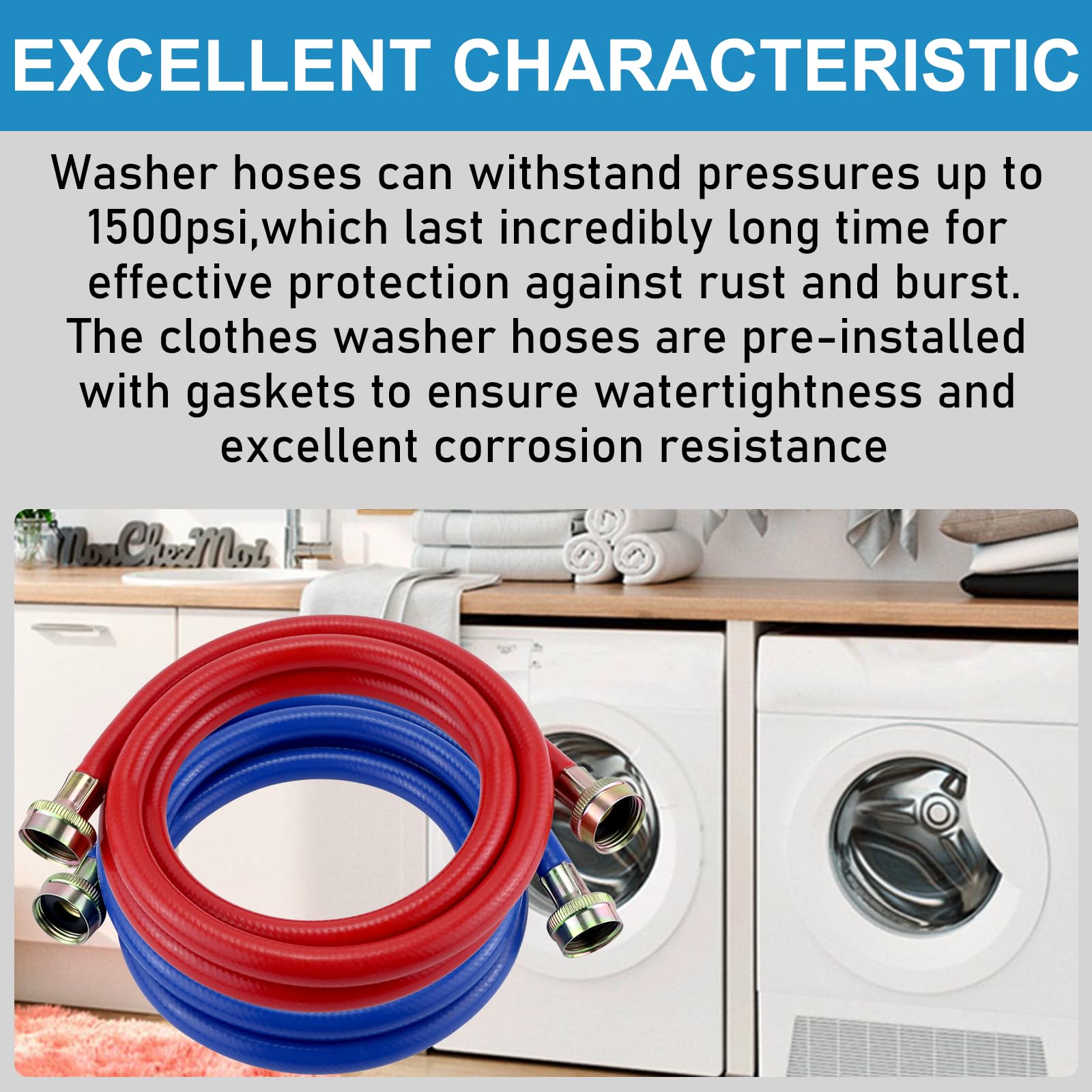 Snapklik.com : 10FT Rubber Washing Machine Hoses,Washer And Dryer Hose ...