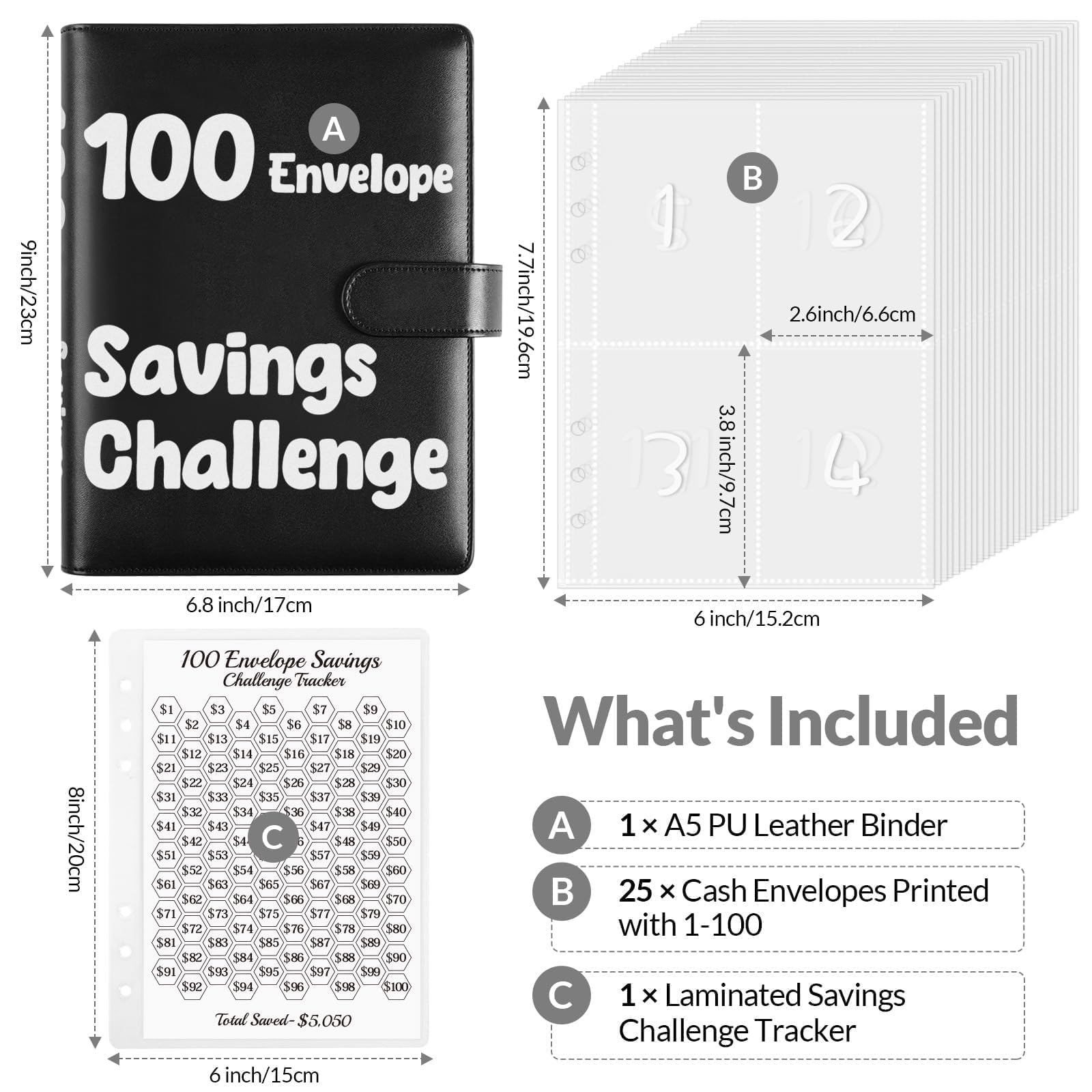 Snapklik.com : SKYDUE 100 Envelopes Money Saving Challenge Binder ...