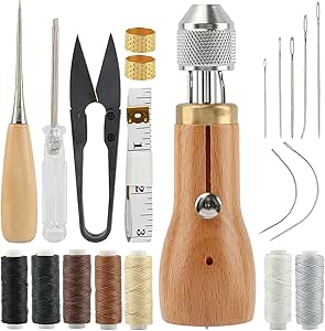 Amazon.com: Sewing Awl Kit, 23PCS Portable Leather Sewing Awl Thread ...