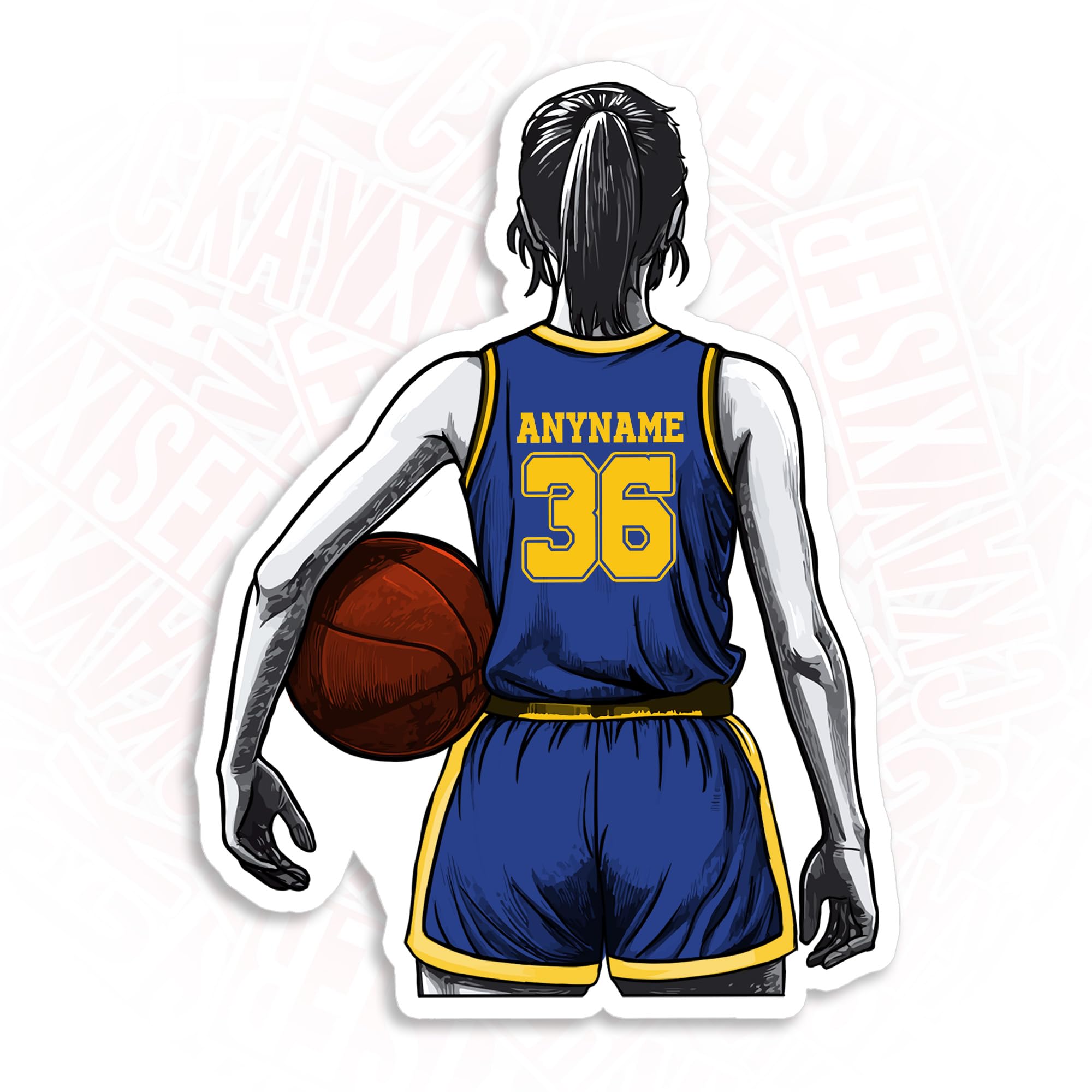 Amazon.com: Custom Female Basketball Player Sticker Personalized Name ...