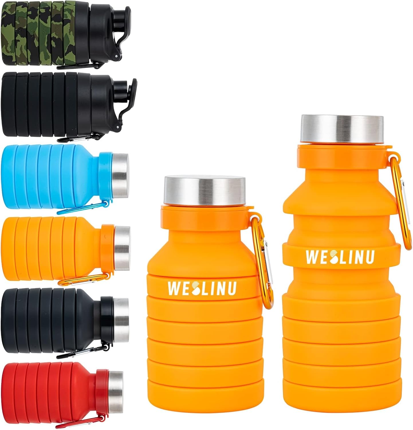 LANGE HOME Collapsible Water Bottle, Reuseable BPA Free Silicone ...