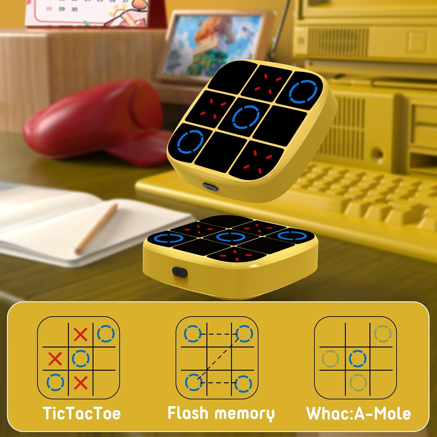 Tic-Tac-Toe Bolt Game, 4-in-1 Handheld Puzzle Games Console, Electronic ...