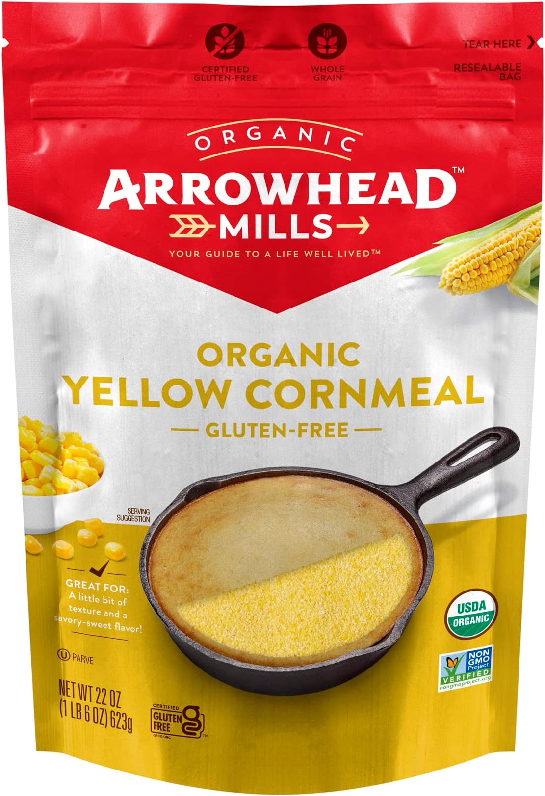 Amazon.com: Arrowhead Mills Organic Yellow Cornmeal, 22 Ounce
