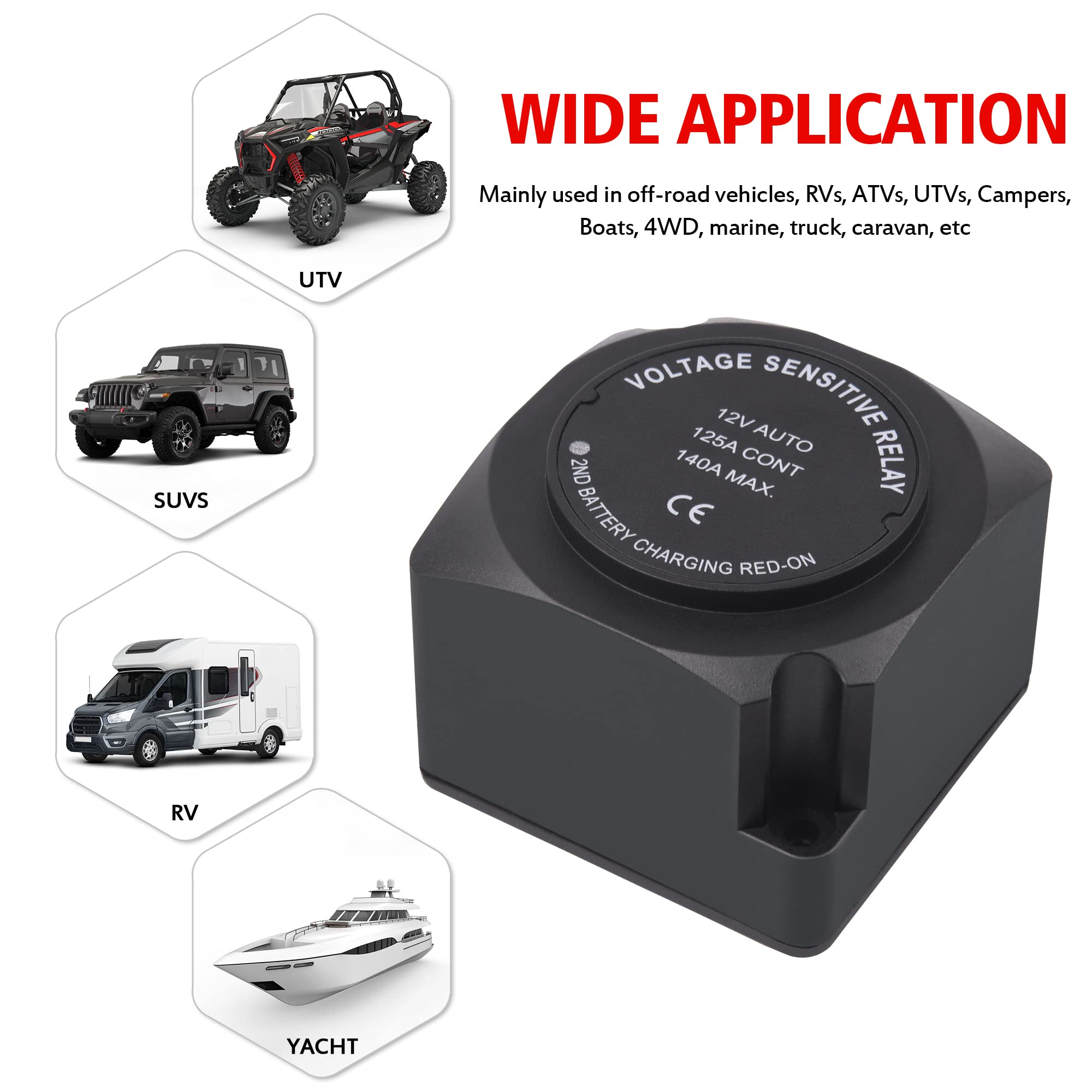 MICTUNING Split Charge Relay Kit,Leisure Battery12V 140A Smart Dual ...
