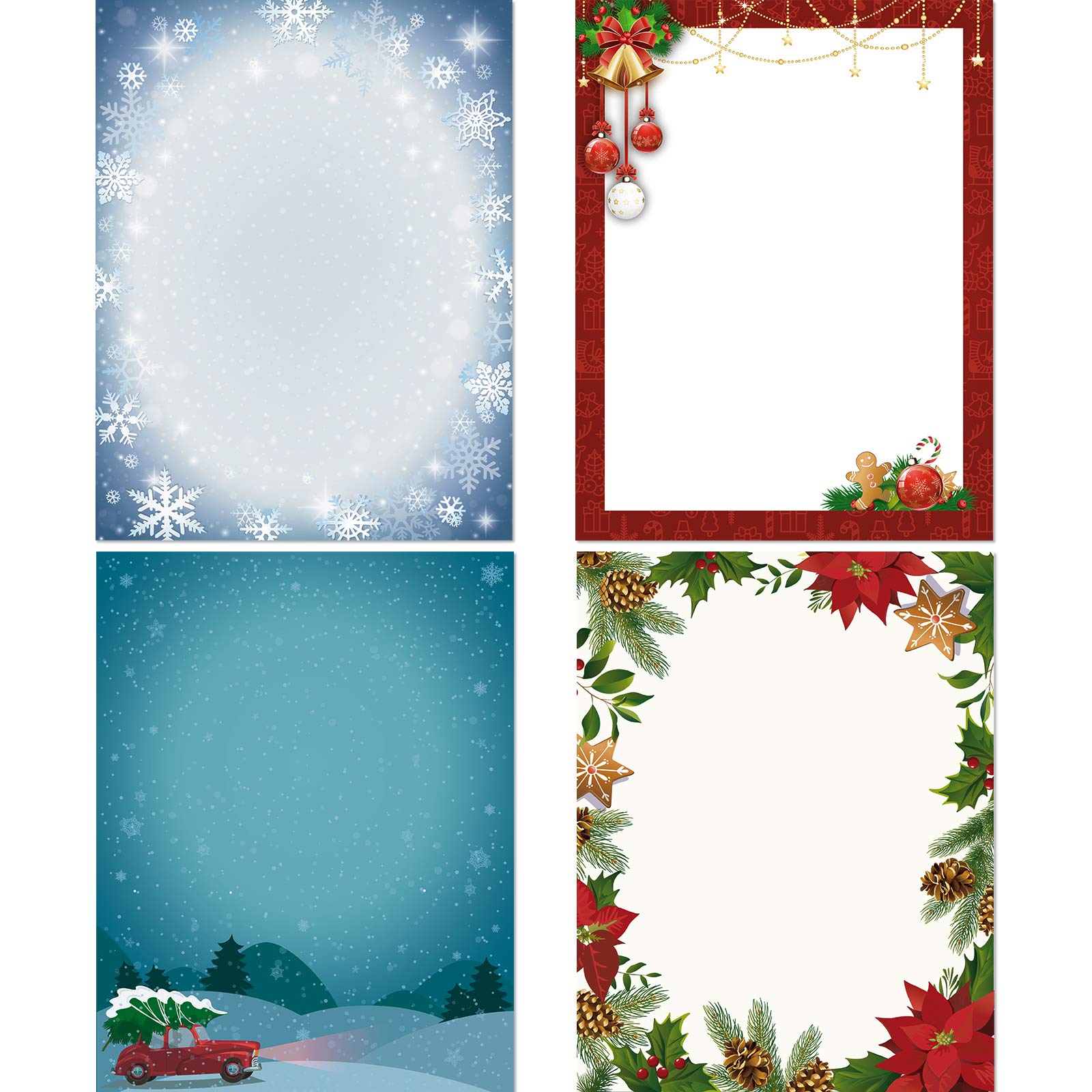 Amazon.com : 60 Pieces Christmas Stationery Paper Holiday Stationery ...