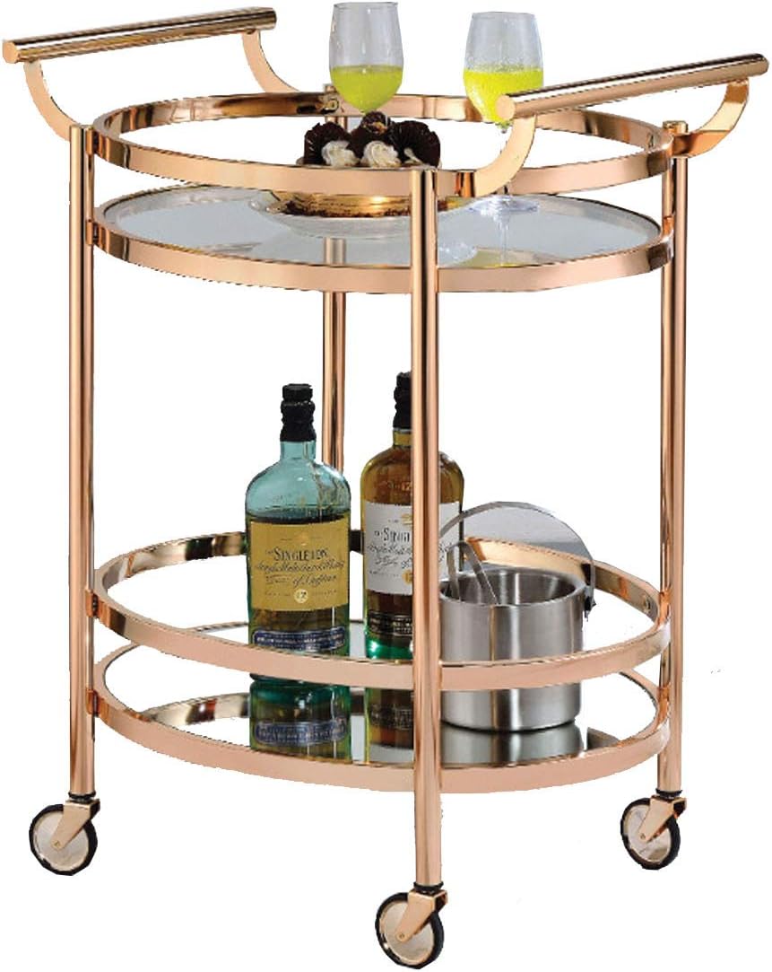 Amazon.com - Benzara Serving Cart, One Size, Clear Glass & Copper - Bar ...