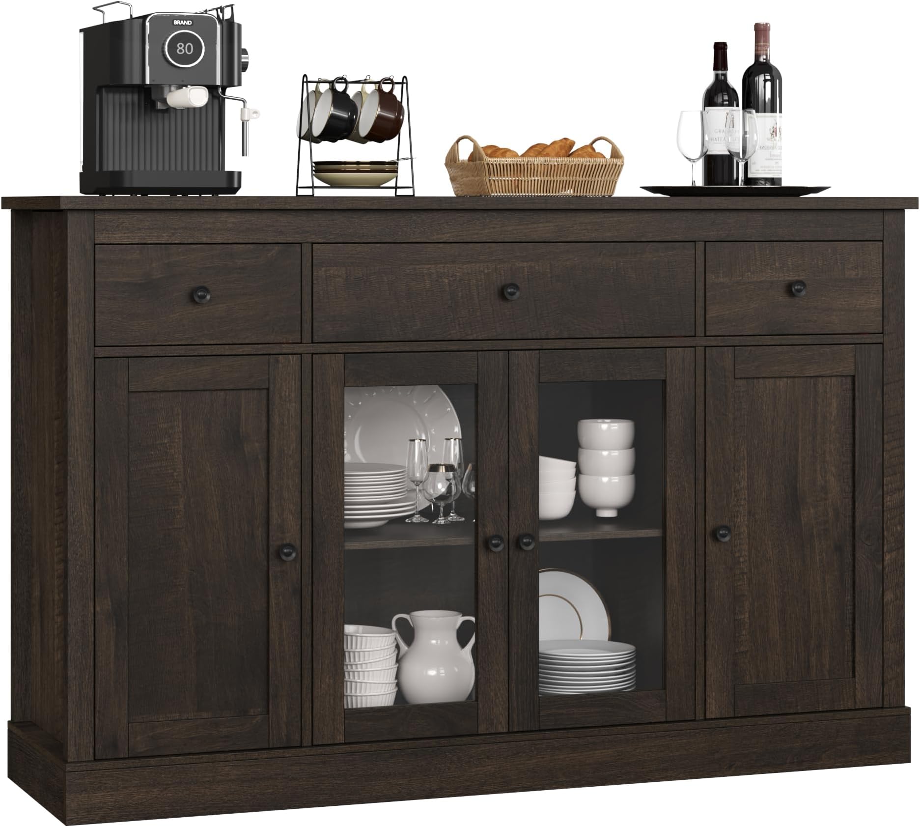 Amazon.com - HOSTACK Buffet Cabinet with Drawers, 55" Large Sideboard ...