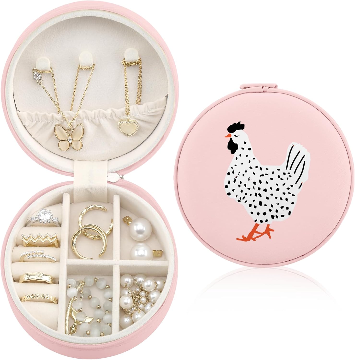 Amazon.com: MAYCARI Jewelry Box with Cute Chicken Pattern Design, PU ...