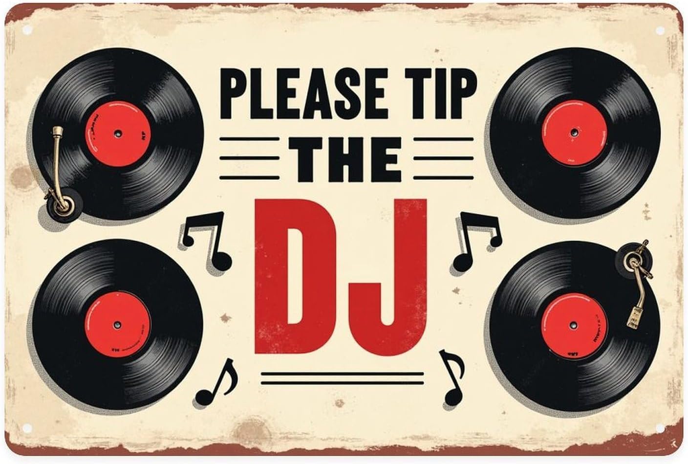 Amazon.com: DJ Tip Jar Please Tip The DJ Tin Sign Vintage Record Player ...