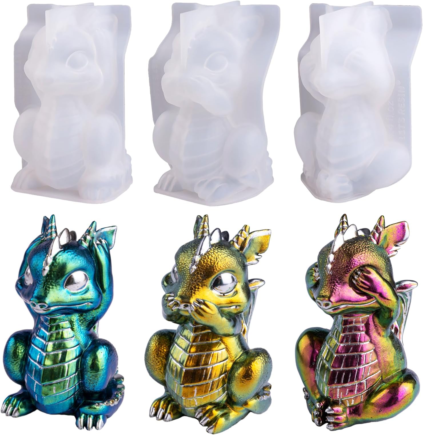 LET'S RESIN Dragon Resin Molds, Dragon Figurines Epoxy Resin Molds with ...