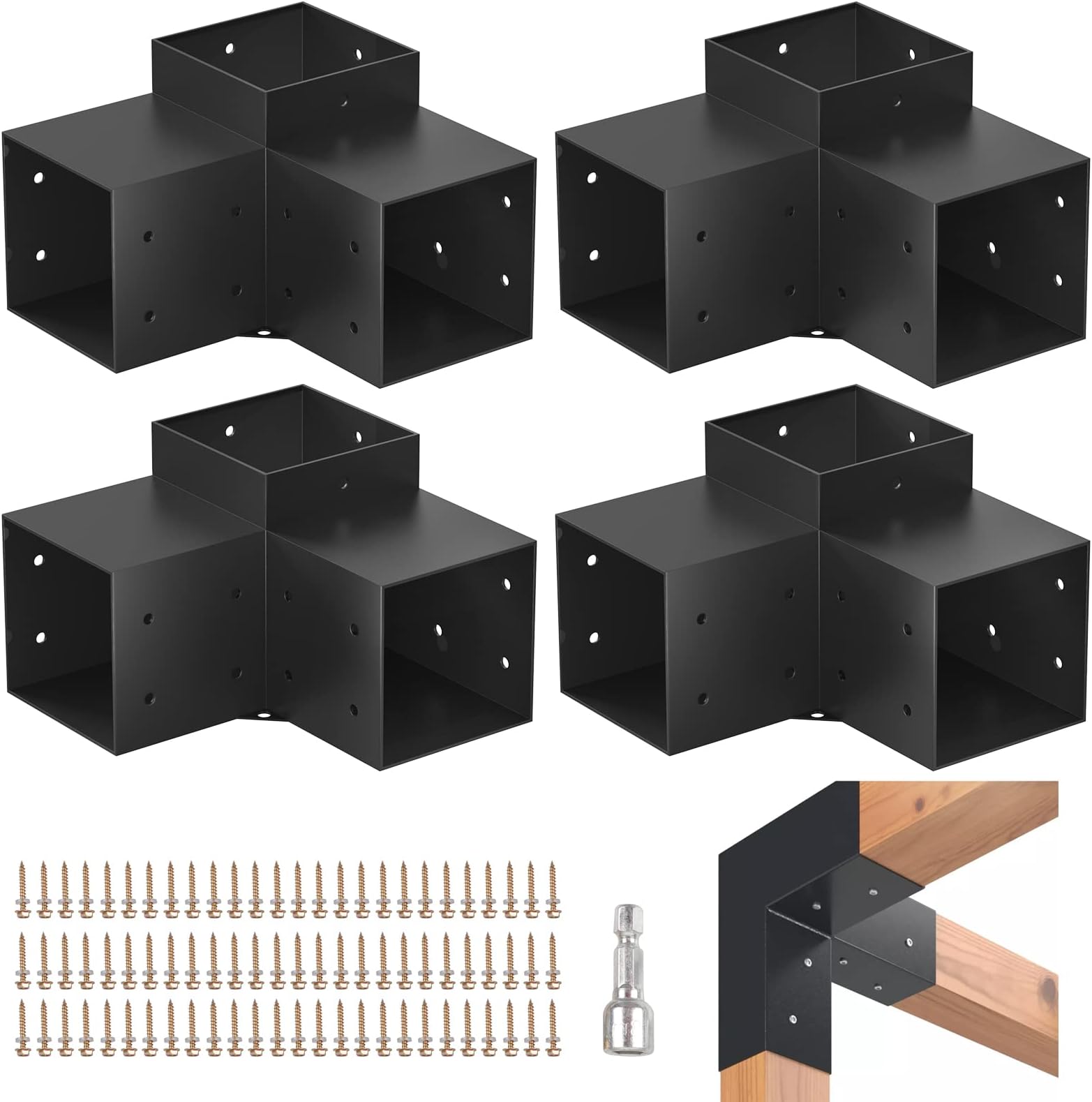 Amazon Pergola Corner Bracket Kit 3-Way Pergola Kit,3-Way T-Shape Flat ...