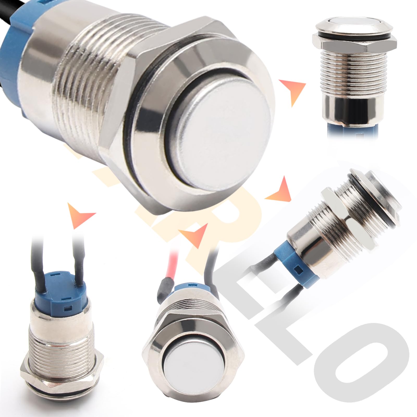 Snapklik.com : STARELO 5pcs 12mm Latching Push Button Switch Silver Shell