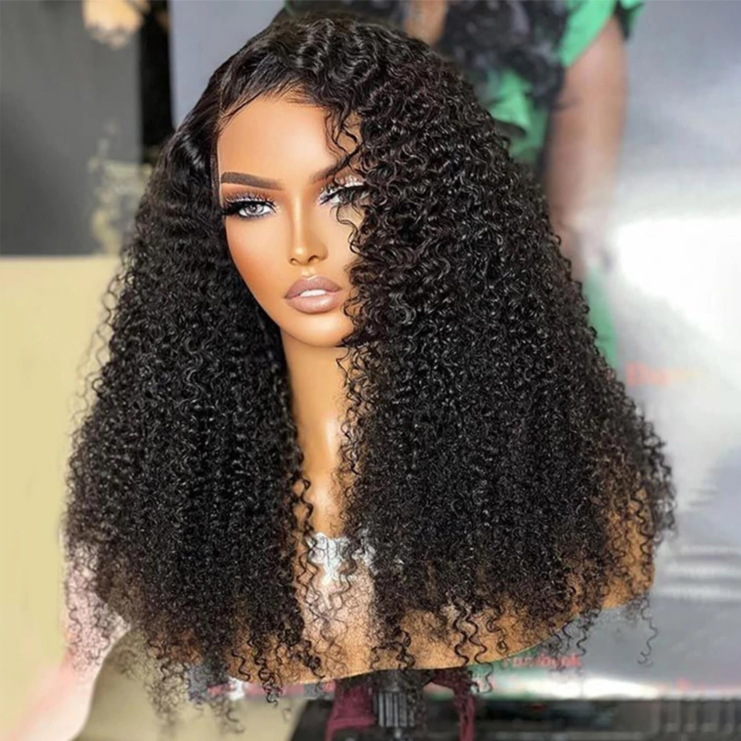 Amazon.com : SUNTU Kinky Curly Lace Front Wig 13x4 HD Transparent Lace ...