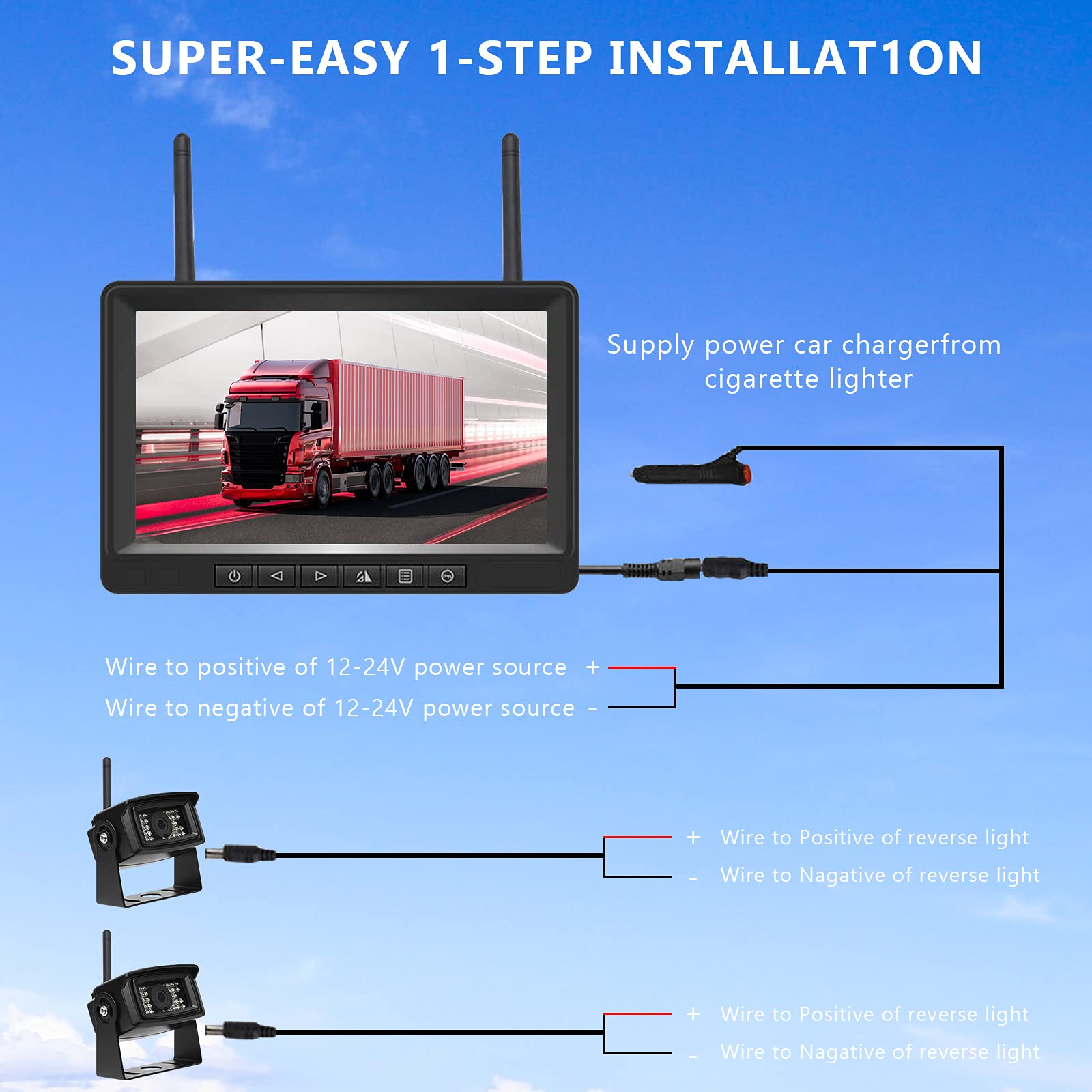 Camping Car Kit Caméra De Recul Sans Fil 5" - Vision Nuit IP69 Pour ...