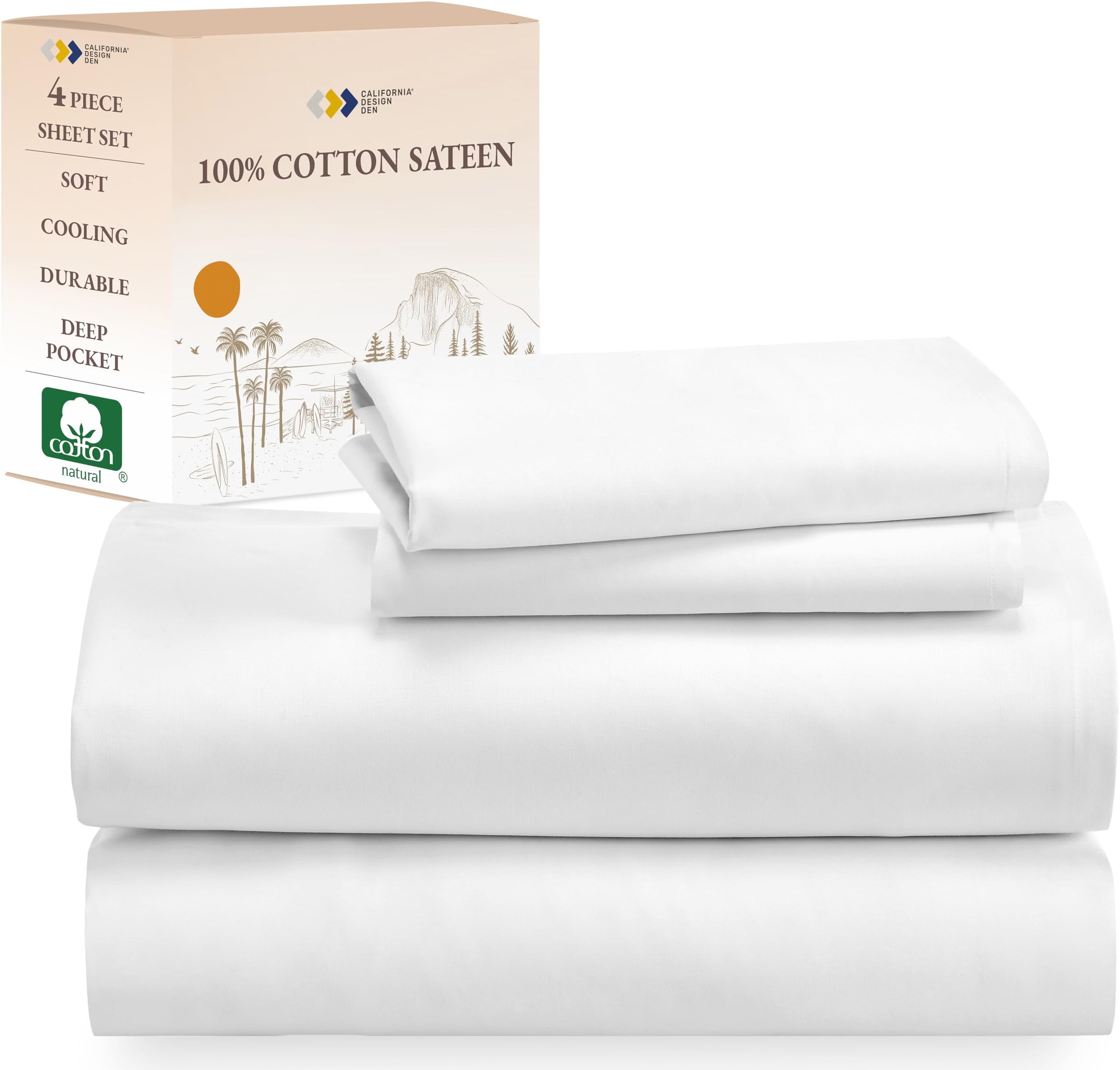 Amazon.com: Linen Closet Luxury Cotton Blend 4-Piece Sheet Set, King ...