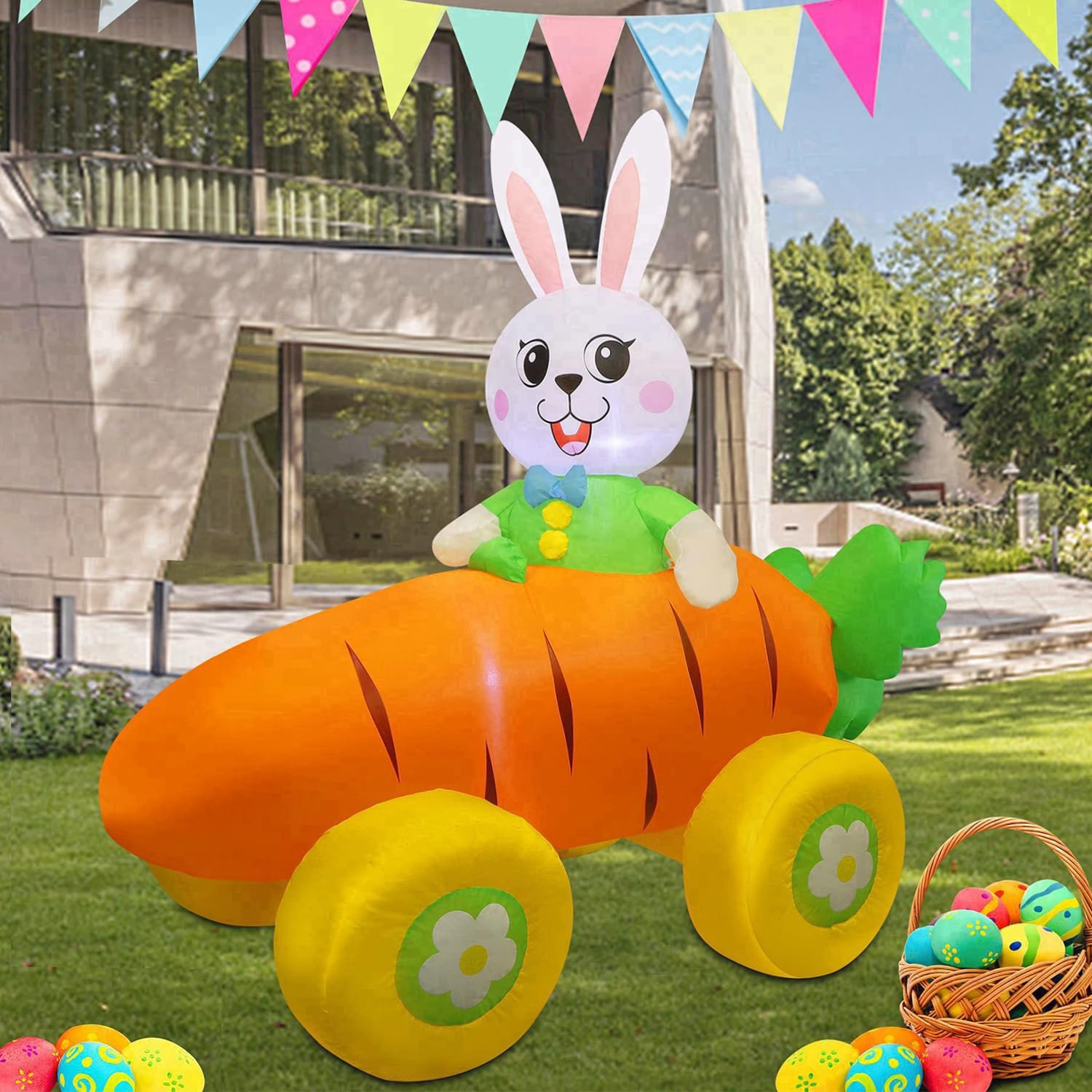 Amazon.com: Juegoal Easter Bunny Radish Car Inflatables Yard ...